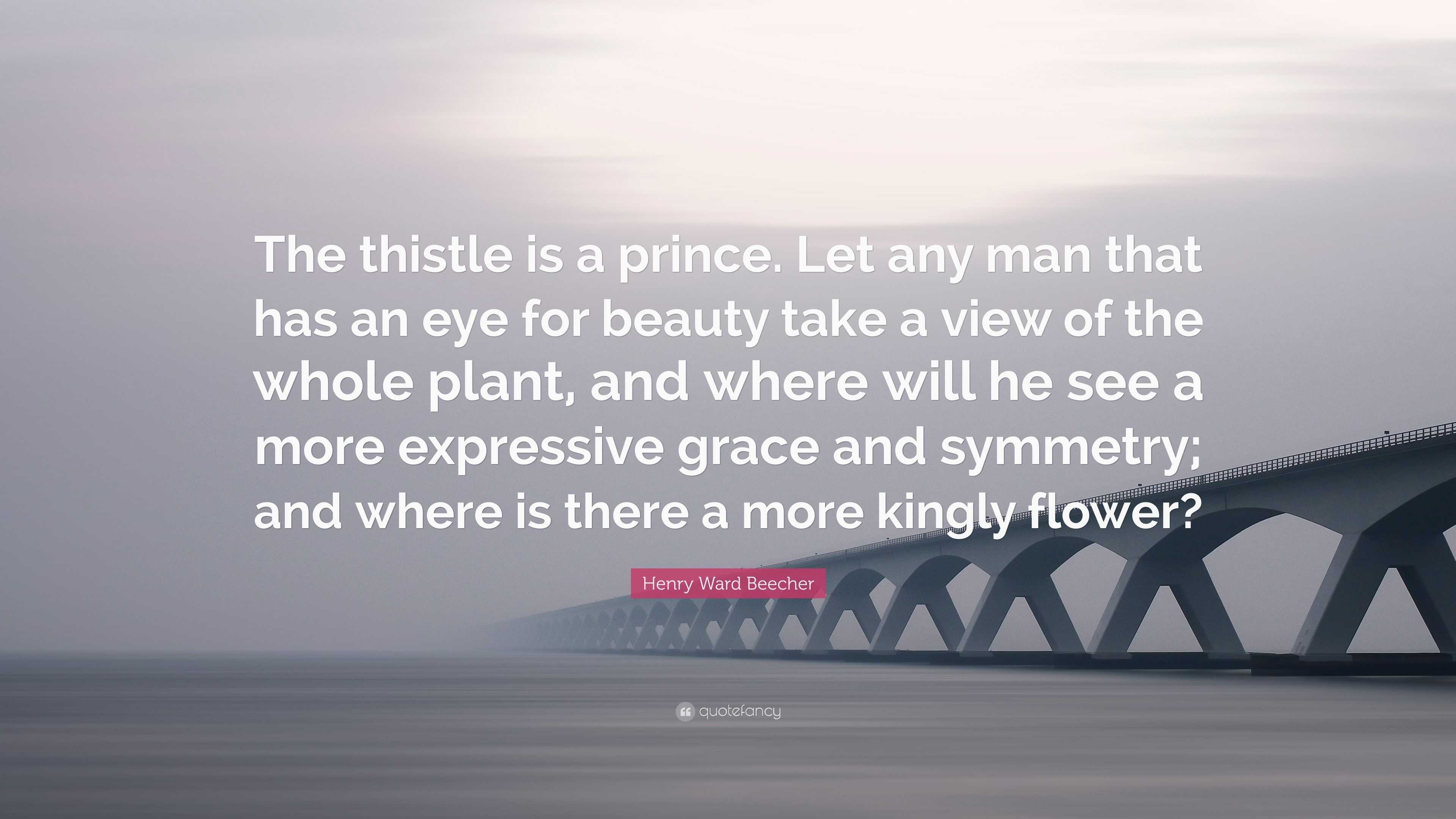 Henry Ward Beecher Quote: “The thistle is a prince. Let any man that ...