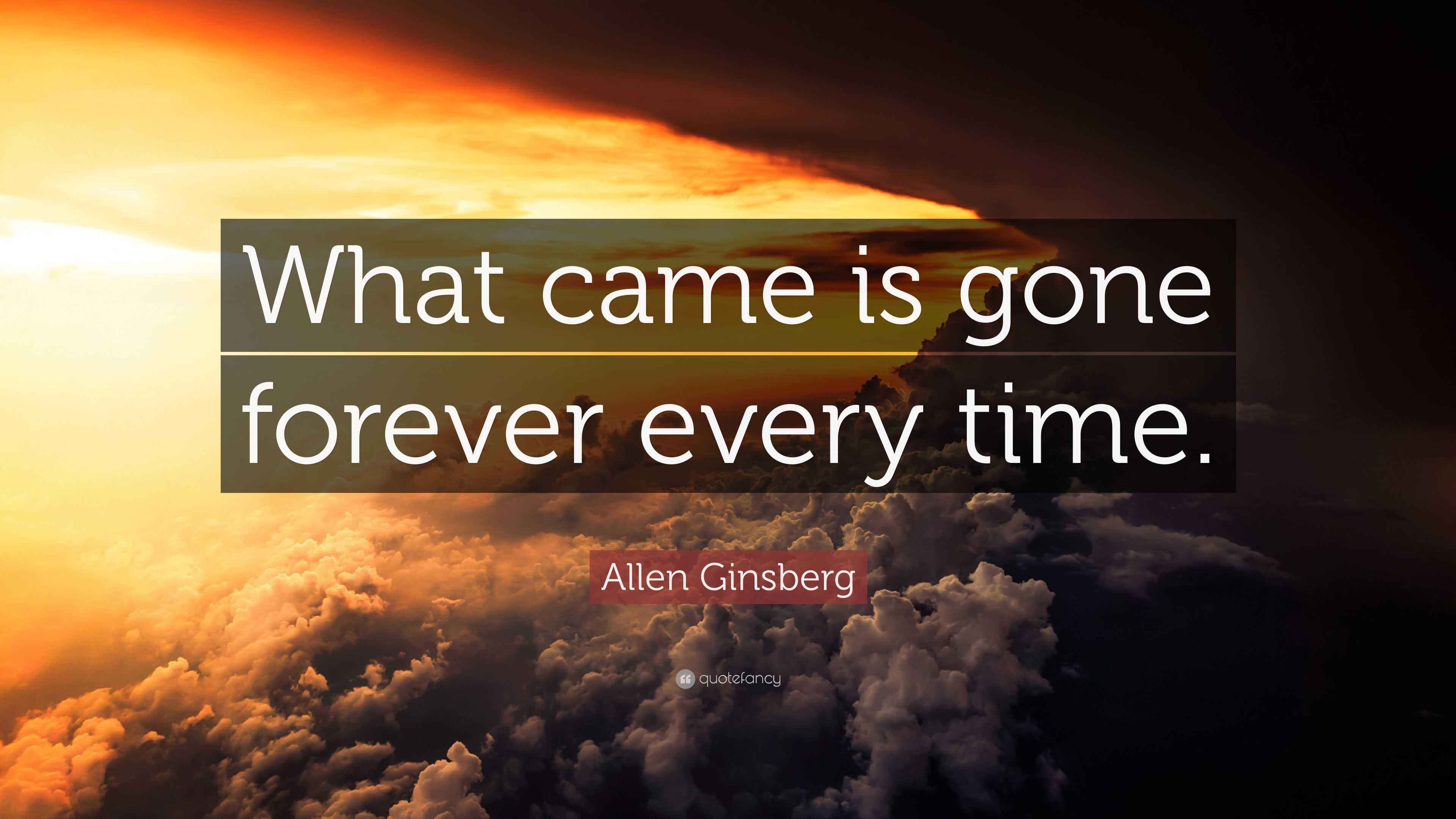 Allen Ginsberg Quote: “What came is gone forever every time.”