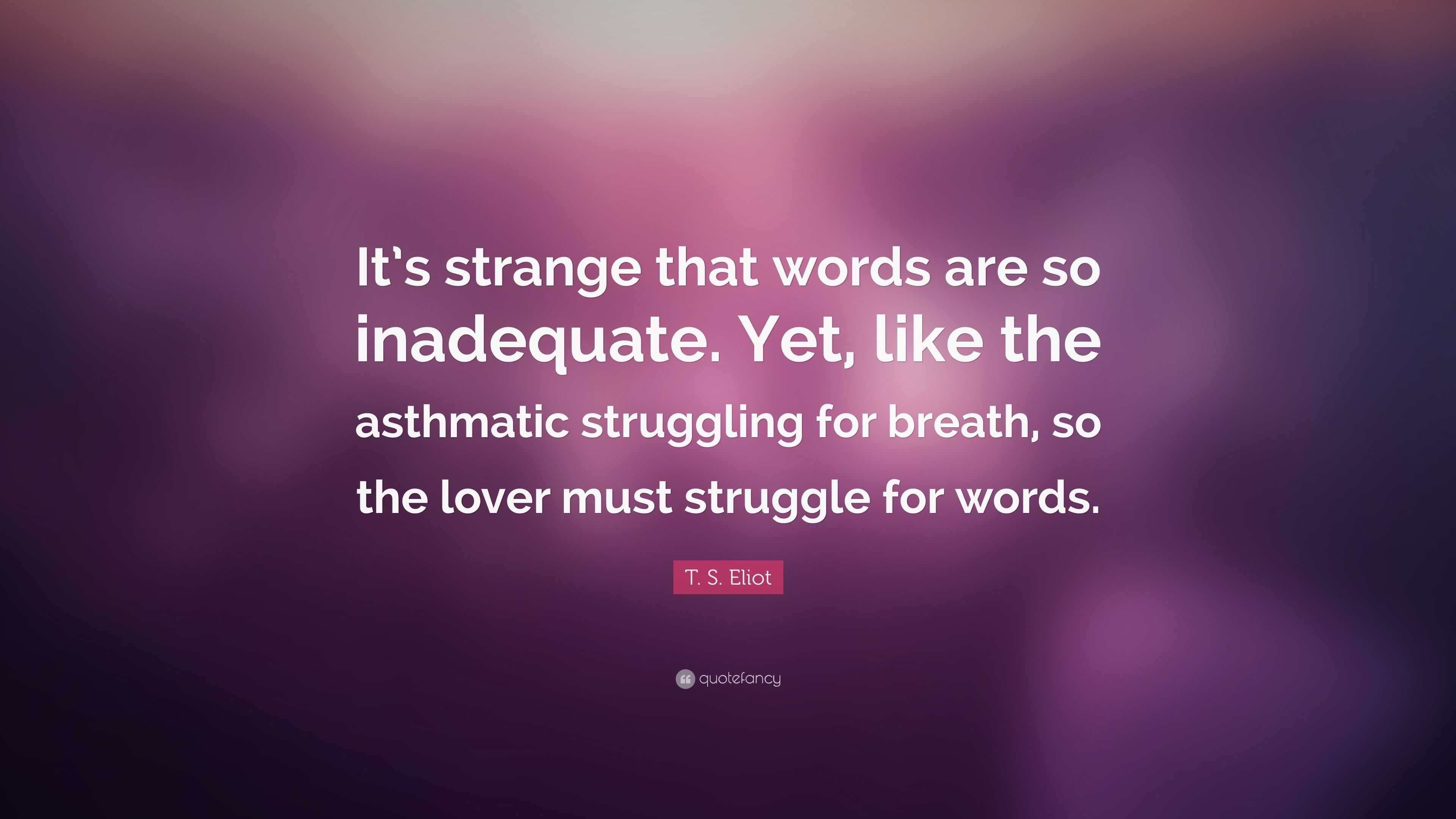 T. S. Eliot Quote: “It’s strange that words are so inadequate. Yet ...