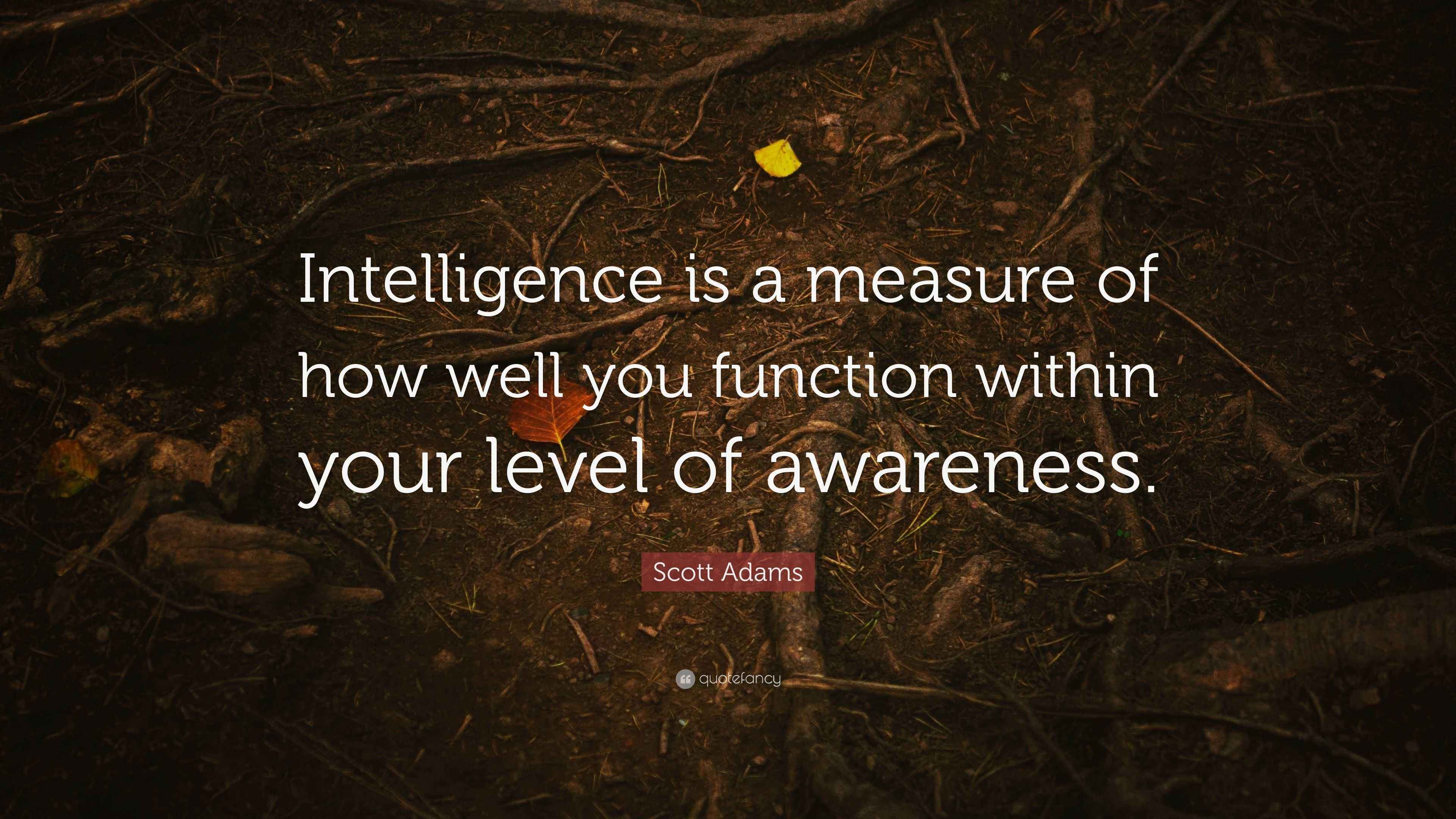 Scott Adams Quote: “Intelligence is a measure of how well you function ...