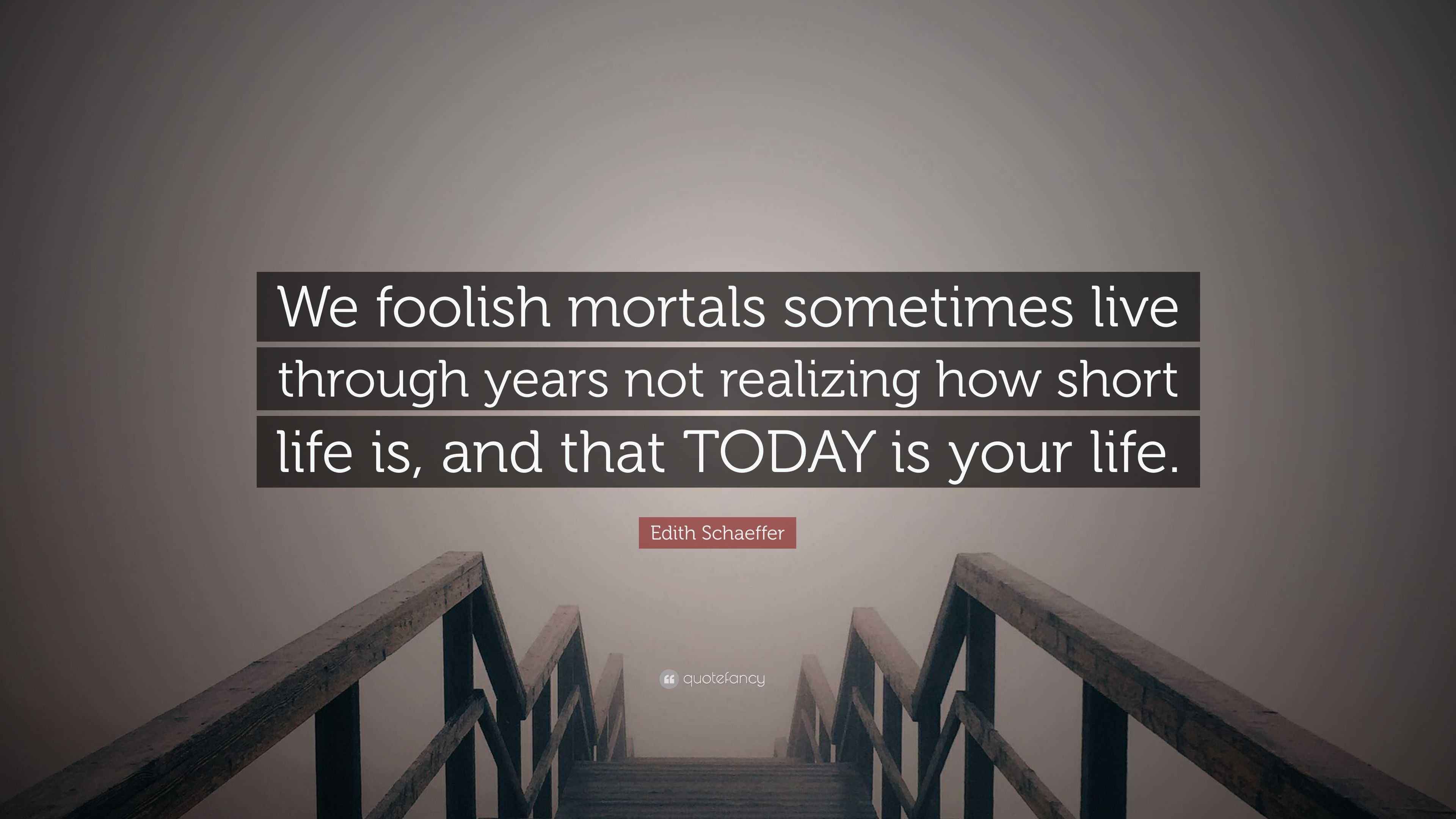 Edith Schaeffer Quote: “We foolish mortals sometimes live through years ...