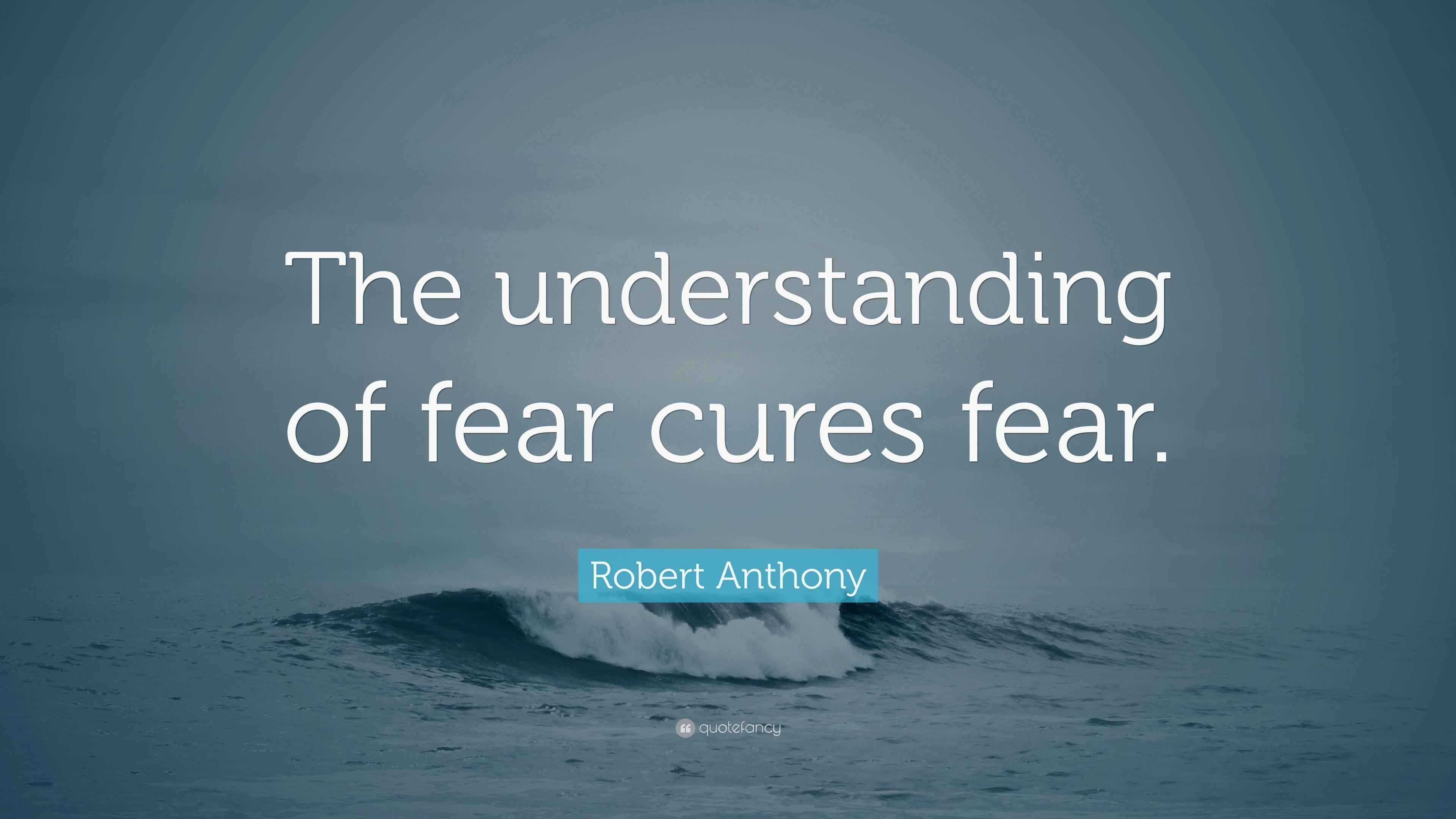 Robert Anthony Quote: “The understanding of fear cures fear.”