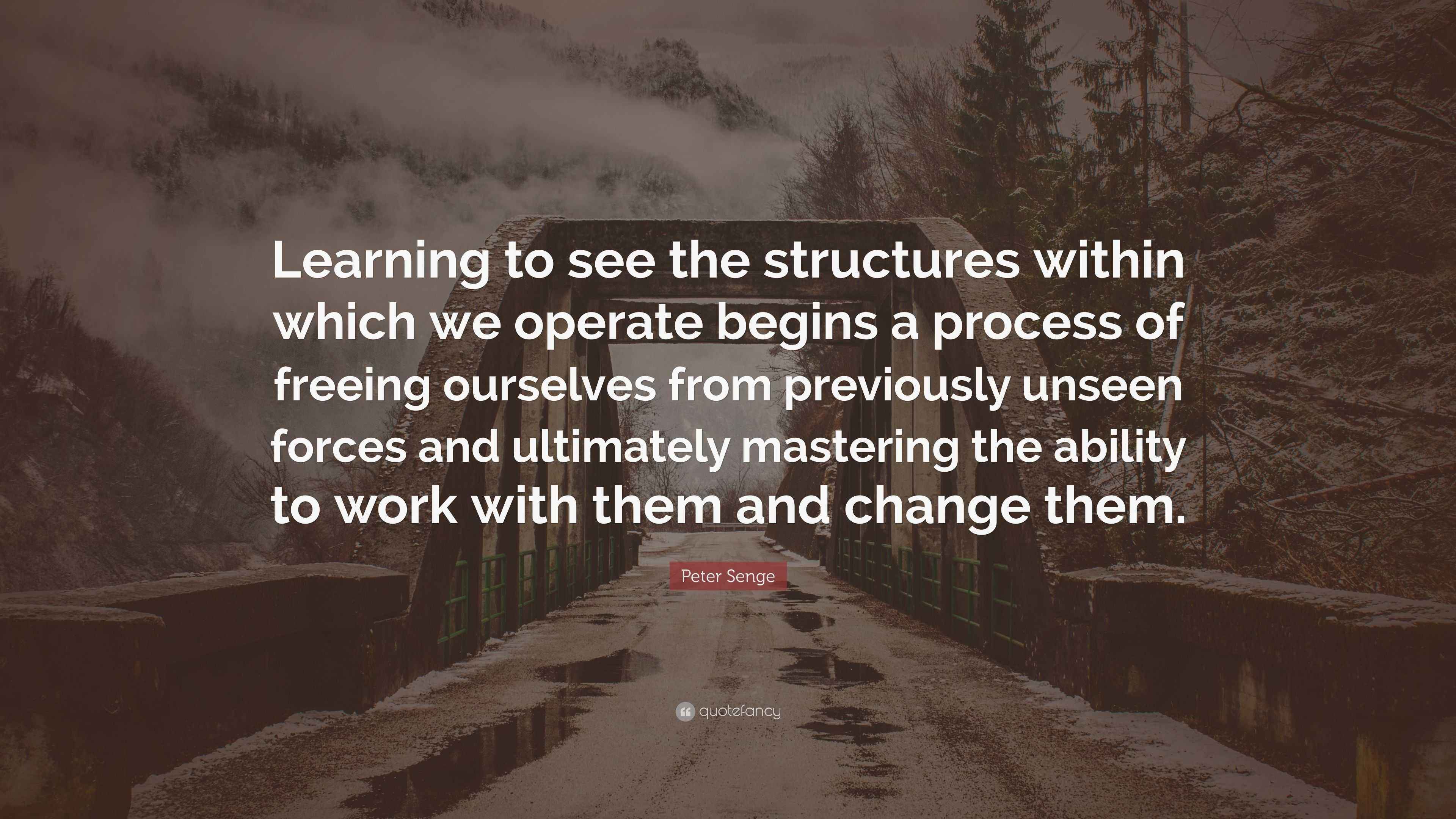 Peter Senge Quote: “Learning to see the structures within which we ...