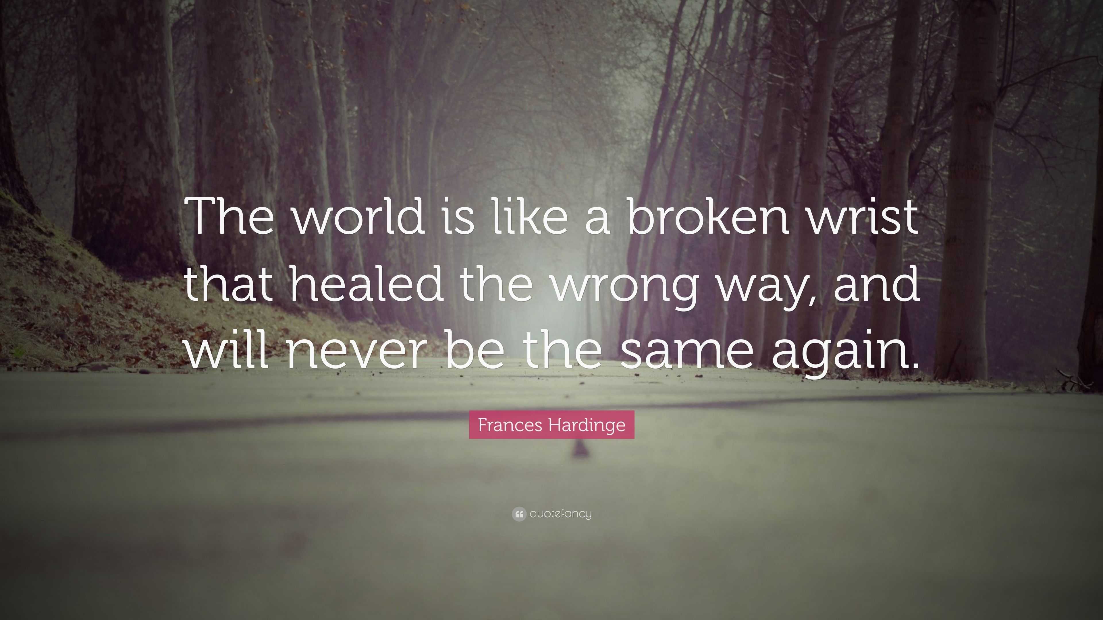 Frances Hardinge Quote: “The world is like a broken wrist that healed ...