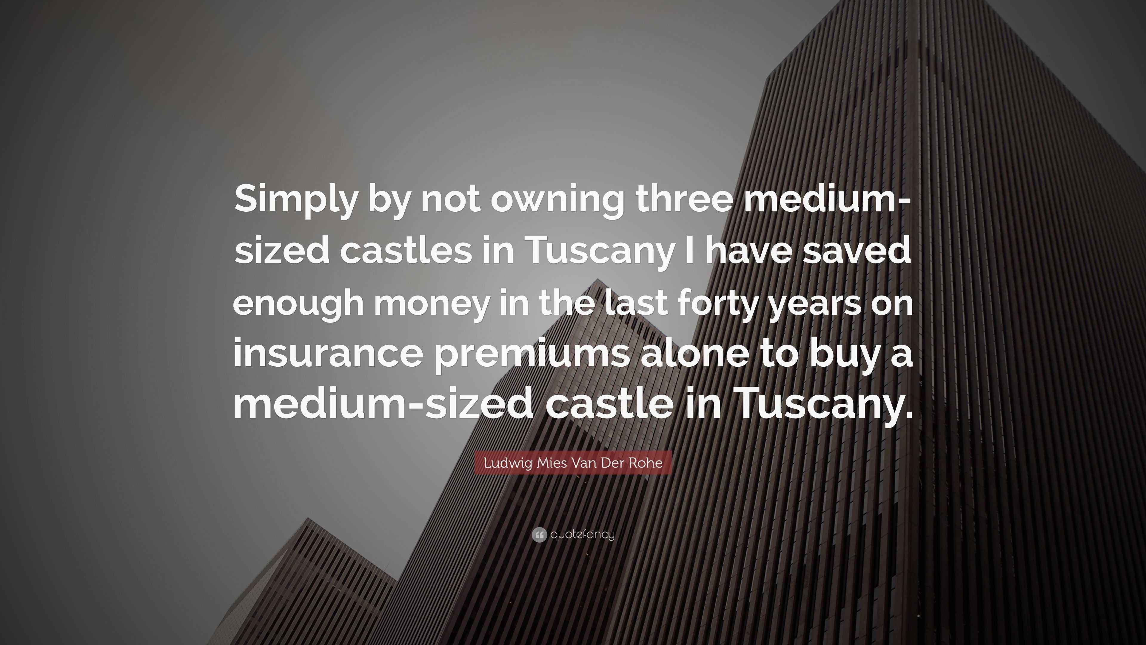 Ludwig Mies Van Der Rohe Quote: “Simply by not owning three medium ...