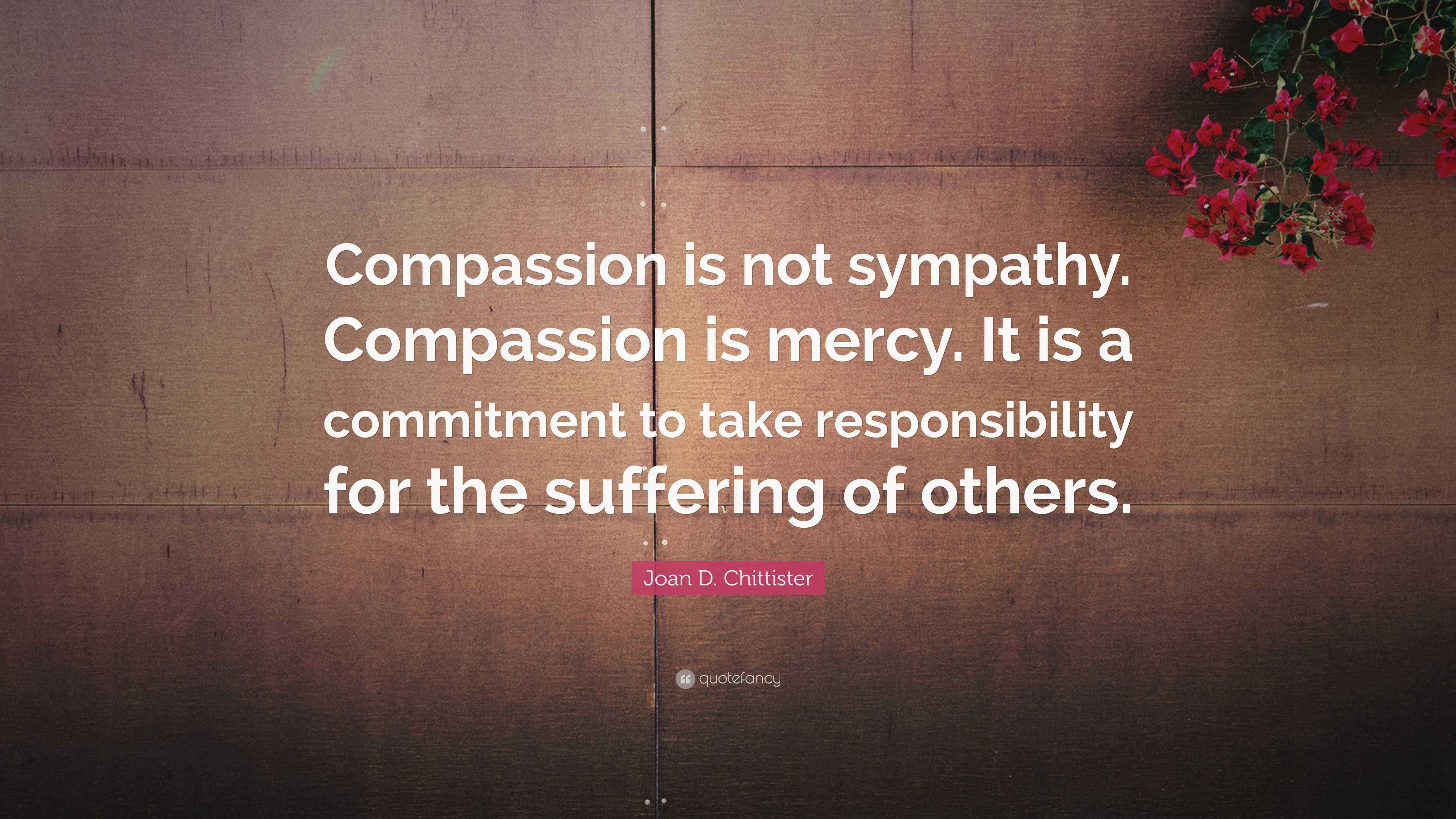 Joan D. Chittister Quote: “Compassion is not sympathy. Compassion is ...