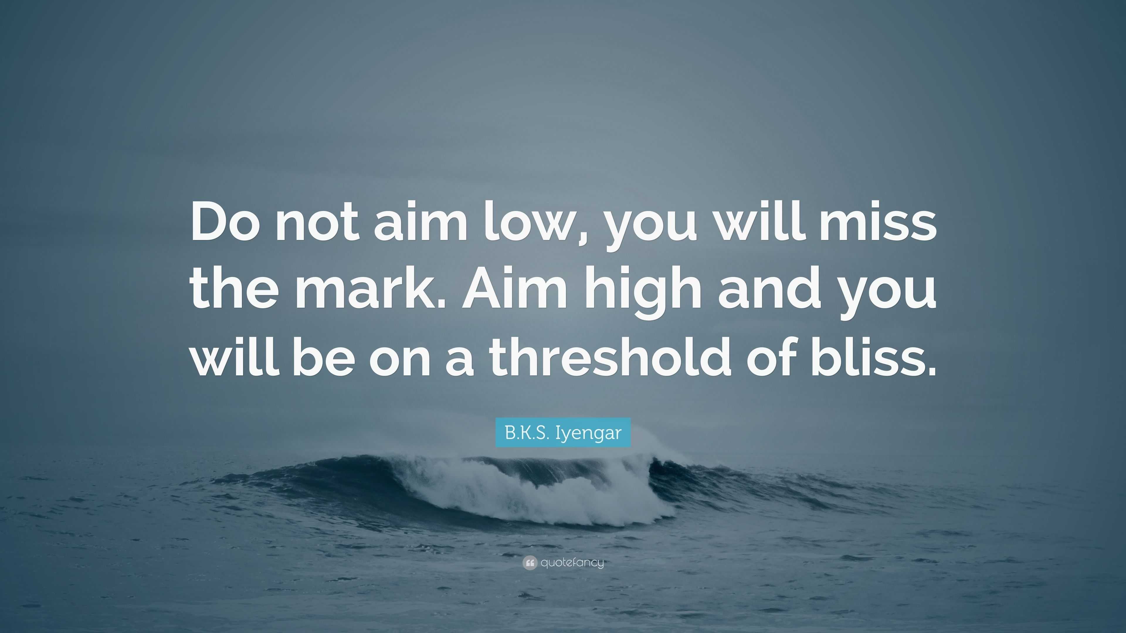 B.K.S. Iyengar Quote: “Do not aim low, you will miss the mark. Aim high ...