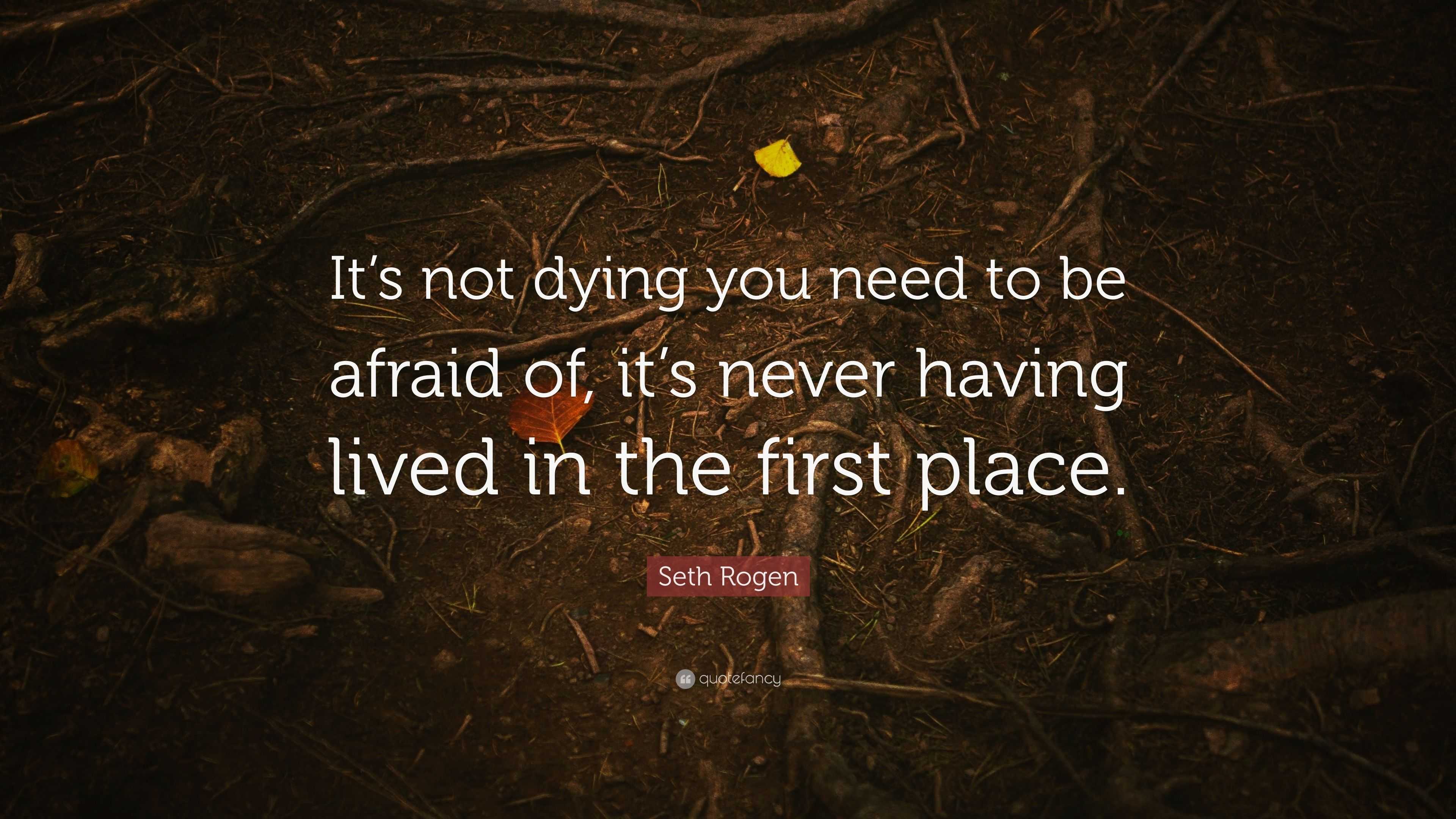 Seth Rogen Quote: “It’s not dying you need to be afraid of, it’s never ...