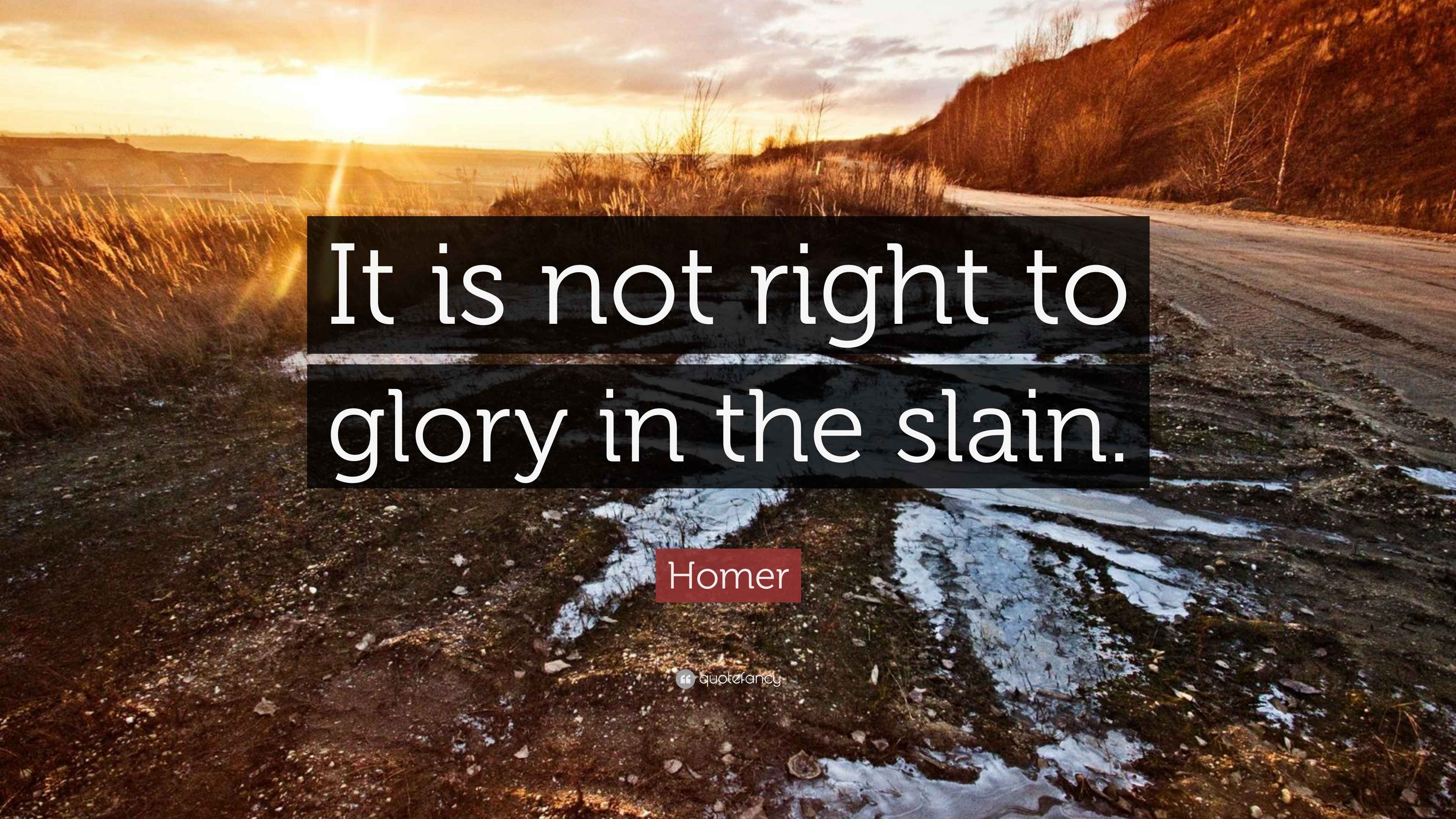 Homer Quote: “It is not right to glory in the slain.”