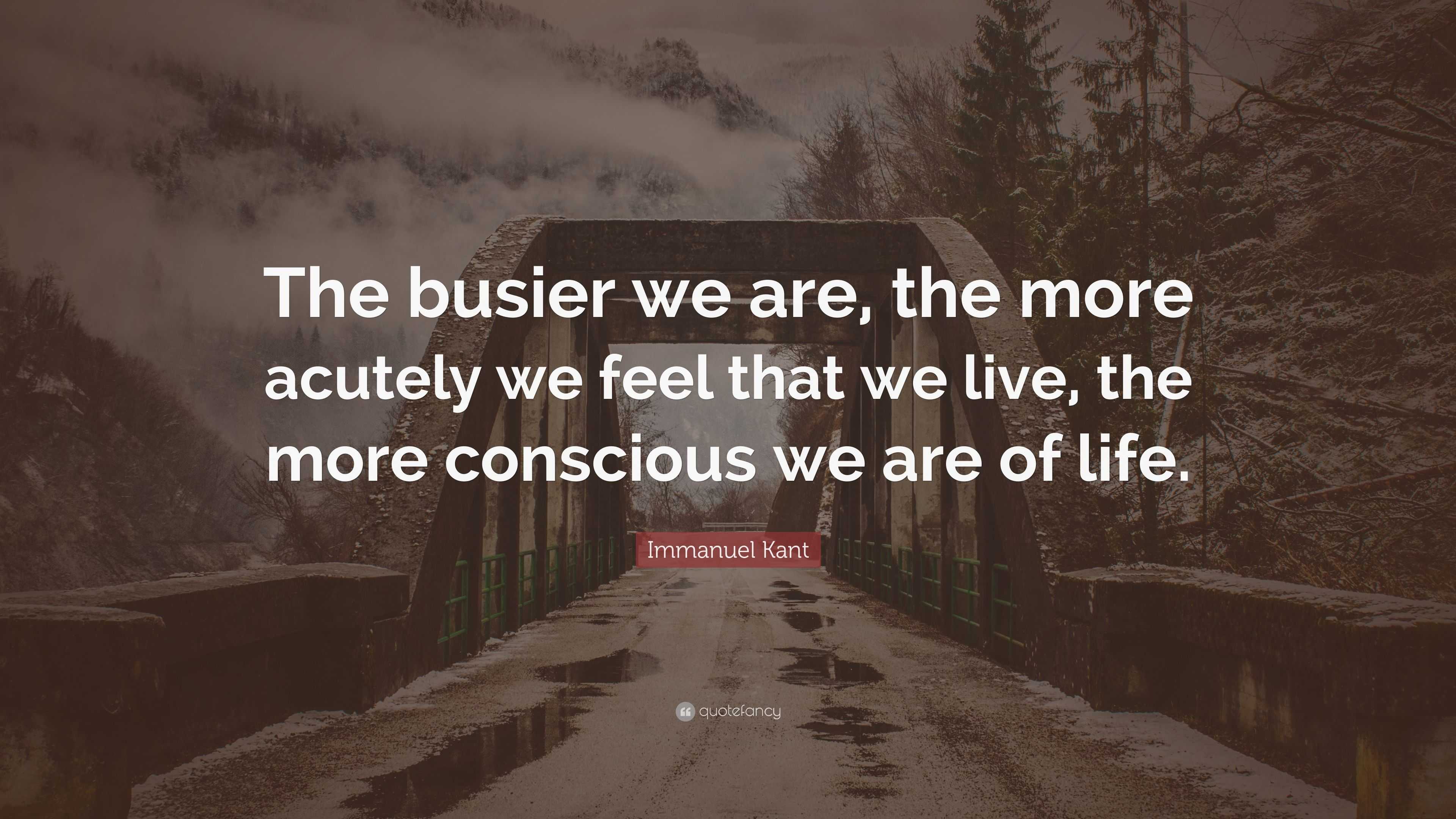 Immanuel Kant Quote: “The busier we are, the more acutely we feel that ...