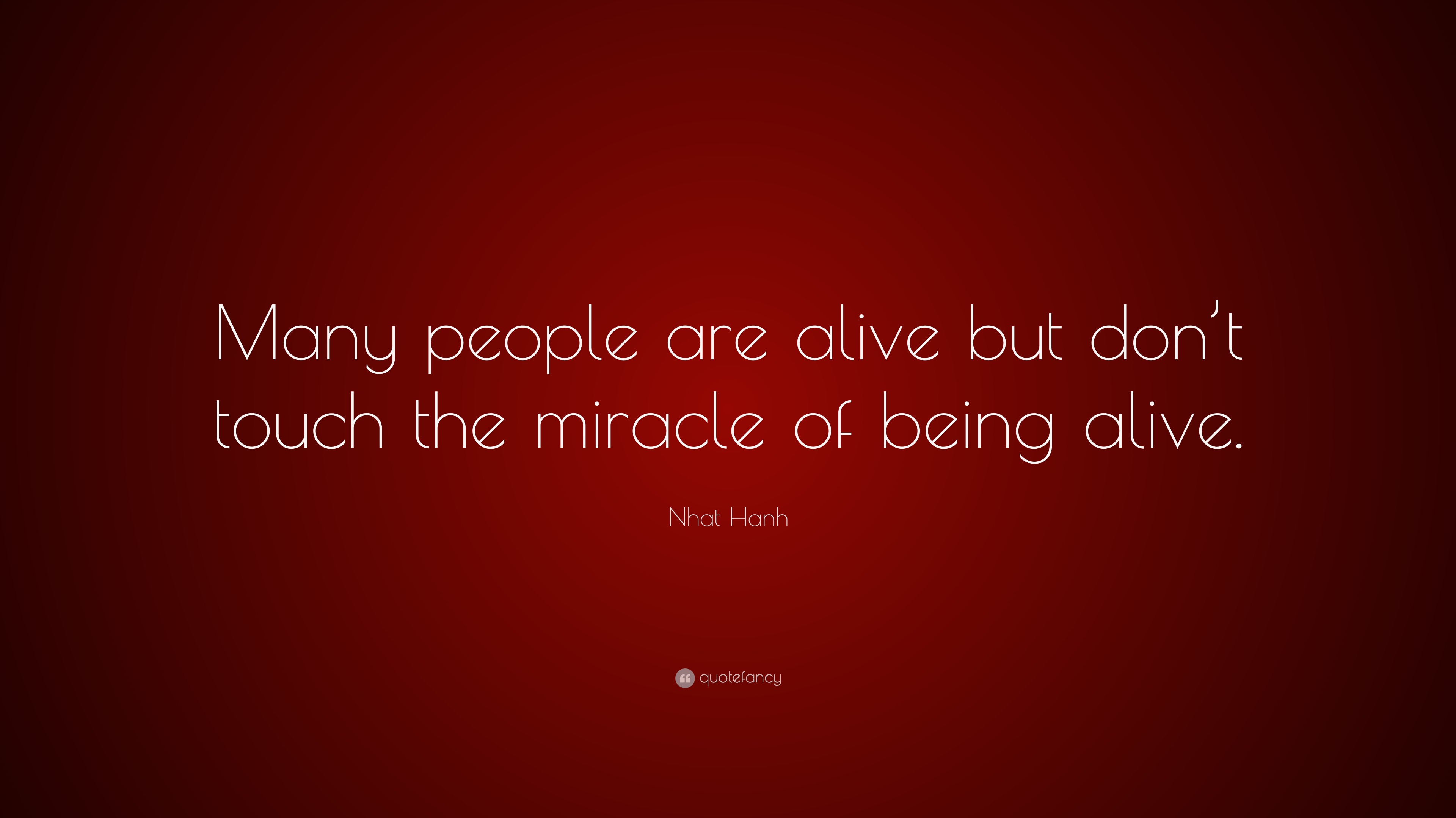 Nhat Hanh Quote: “Many people are alive but don’t touch the miracle of ...
