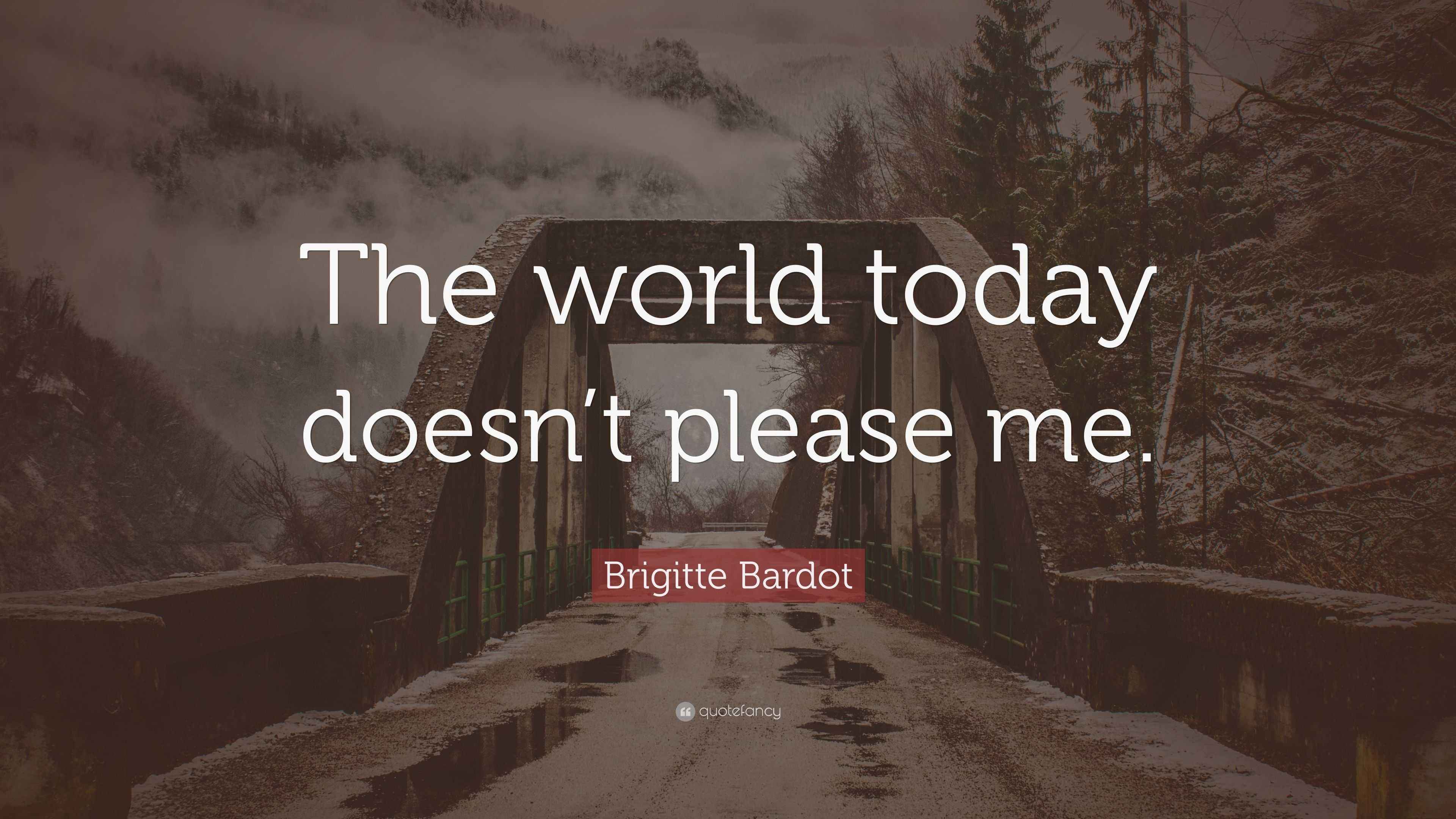 Brigitte Bardot Quote: “The world today doesn’t please me.”