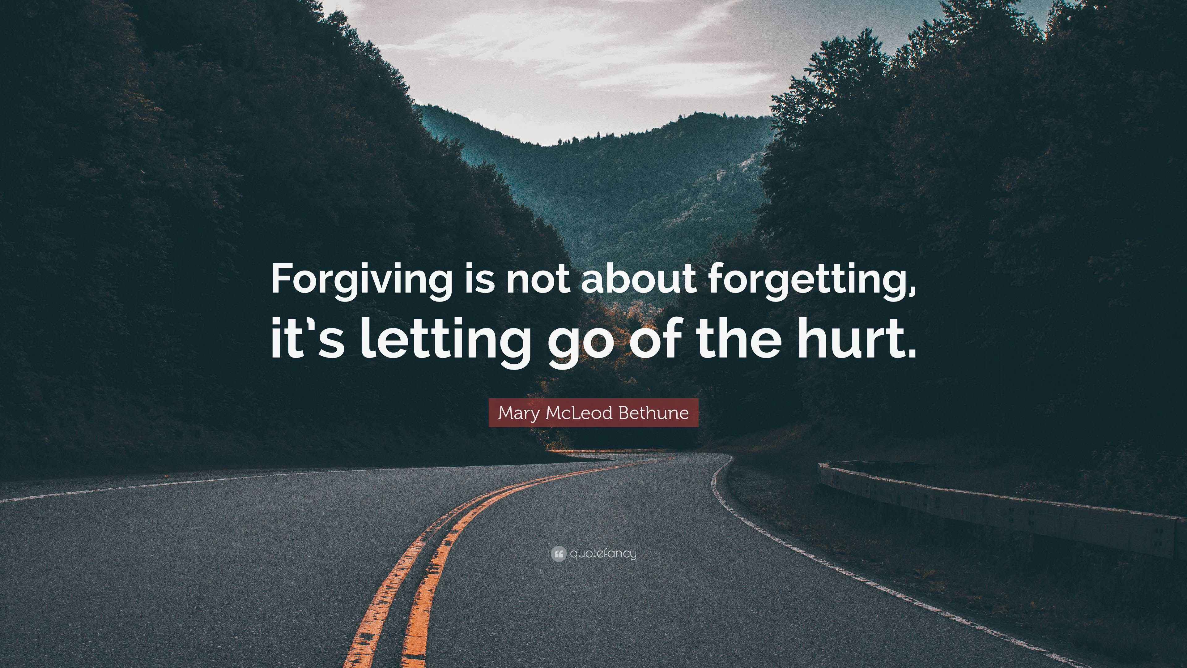 Mary McLeod Bethune Quote: “Forgiving is not about forgetting, it’s letting go of the hurt.”