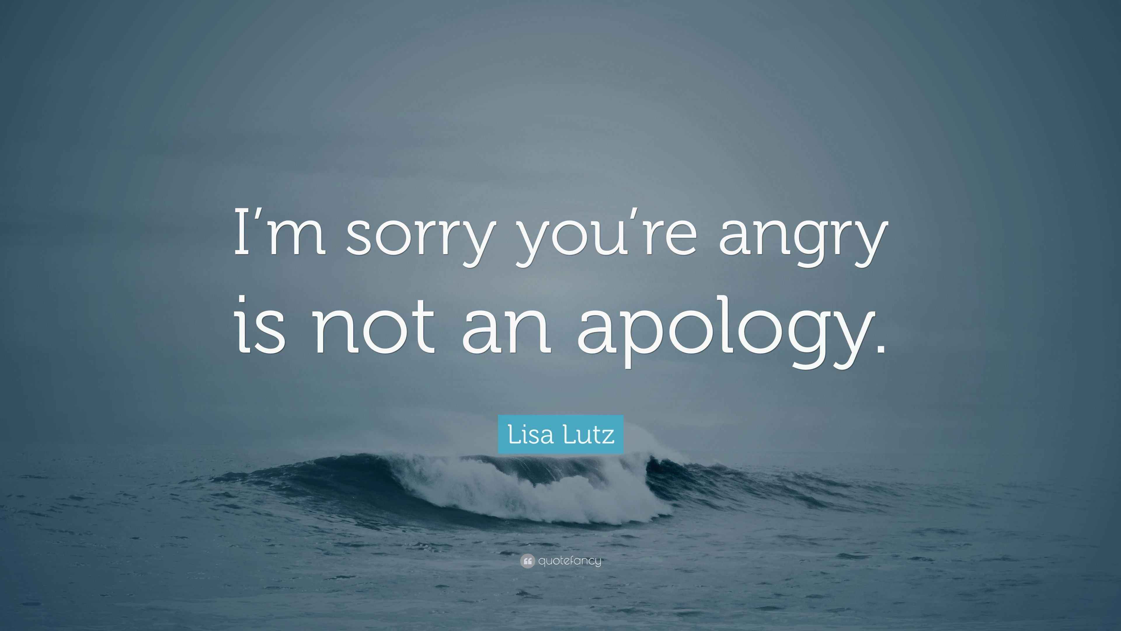 Lisa Lutz Quote: “I’m sorry you’re angry is not an apology.”