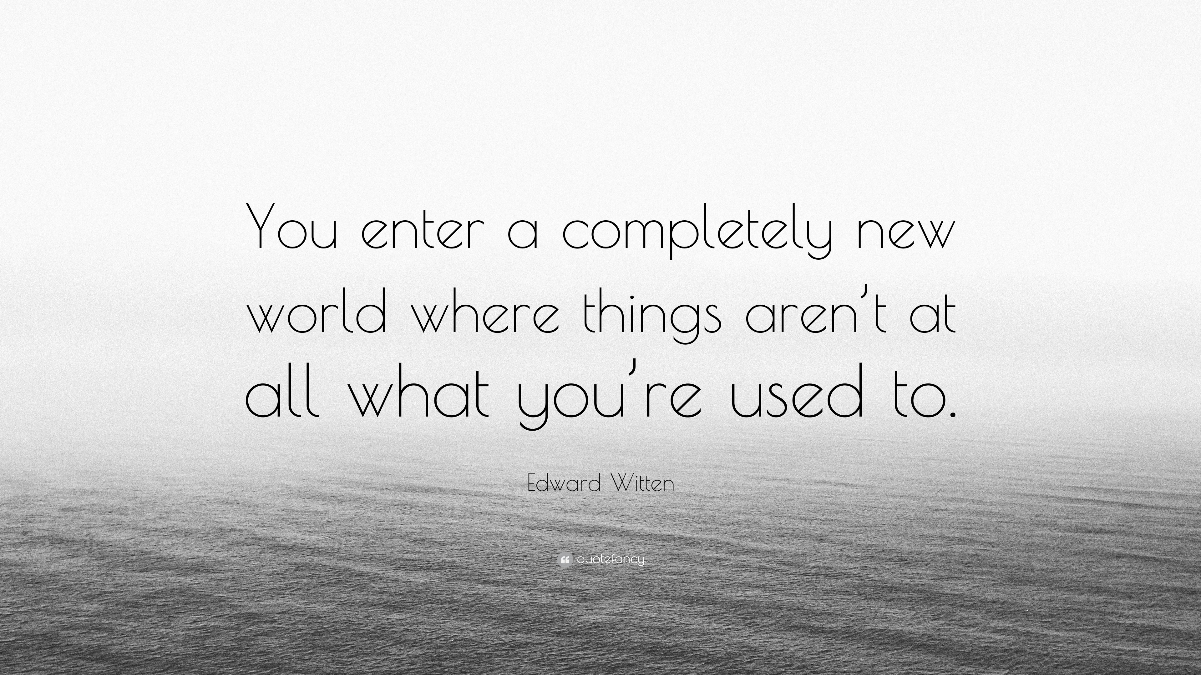Edward Witten Quote: “You enter a completely new world where things ...