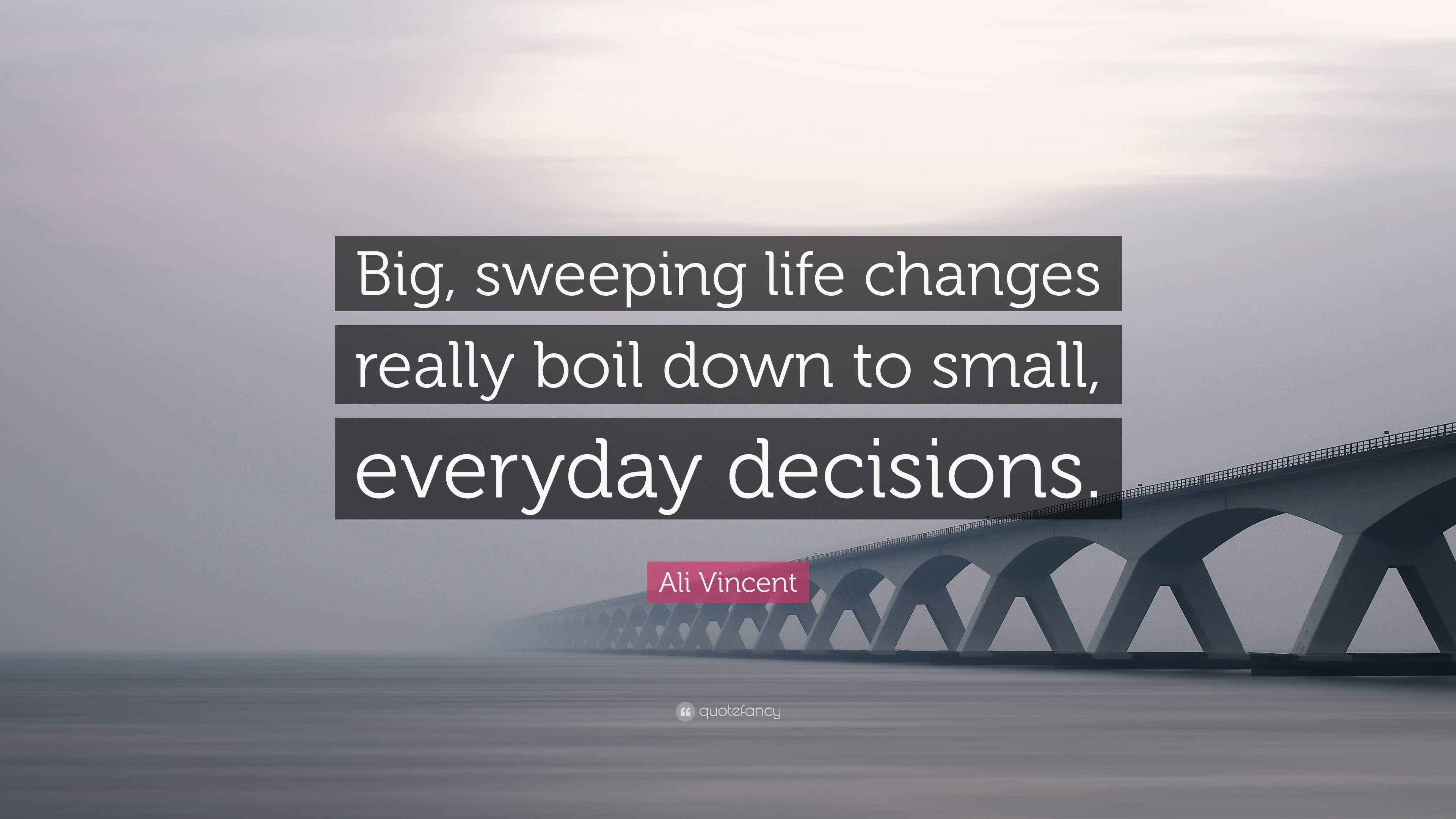 Ali Vincent Quote: “Big, sweeping life changes really boil down to ...