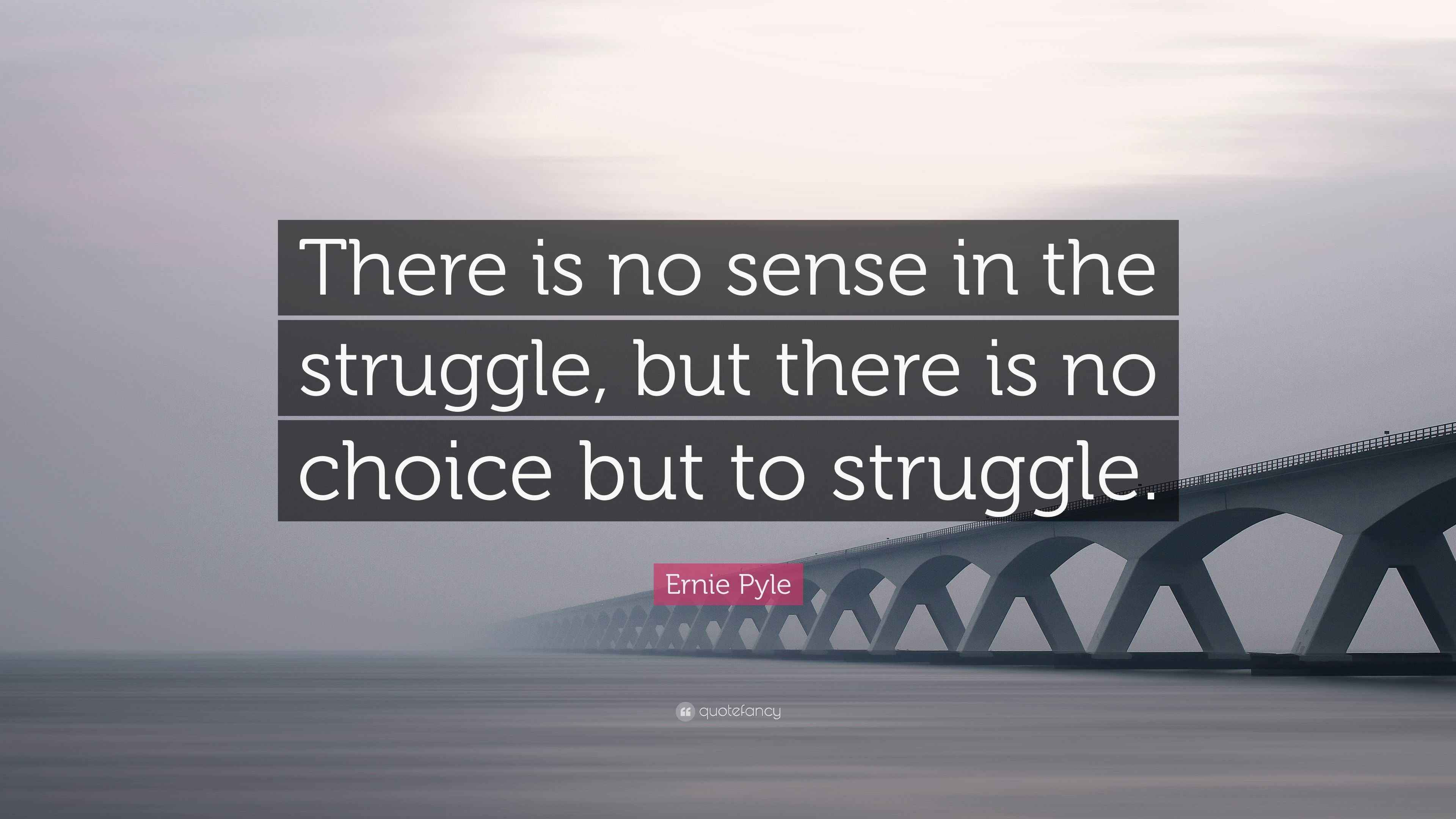 Ernie Pyle Quote: “There is no sense in the struggle, but there is no ...