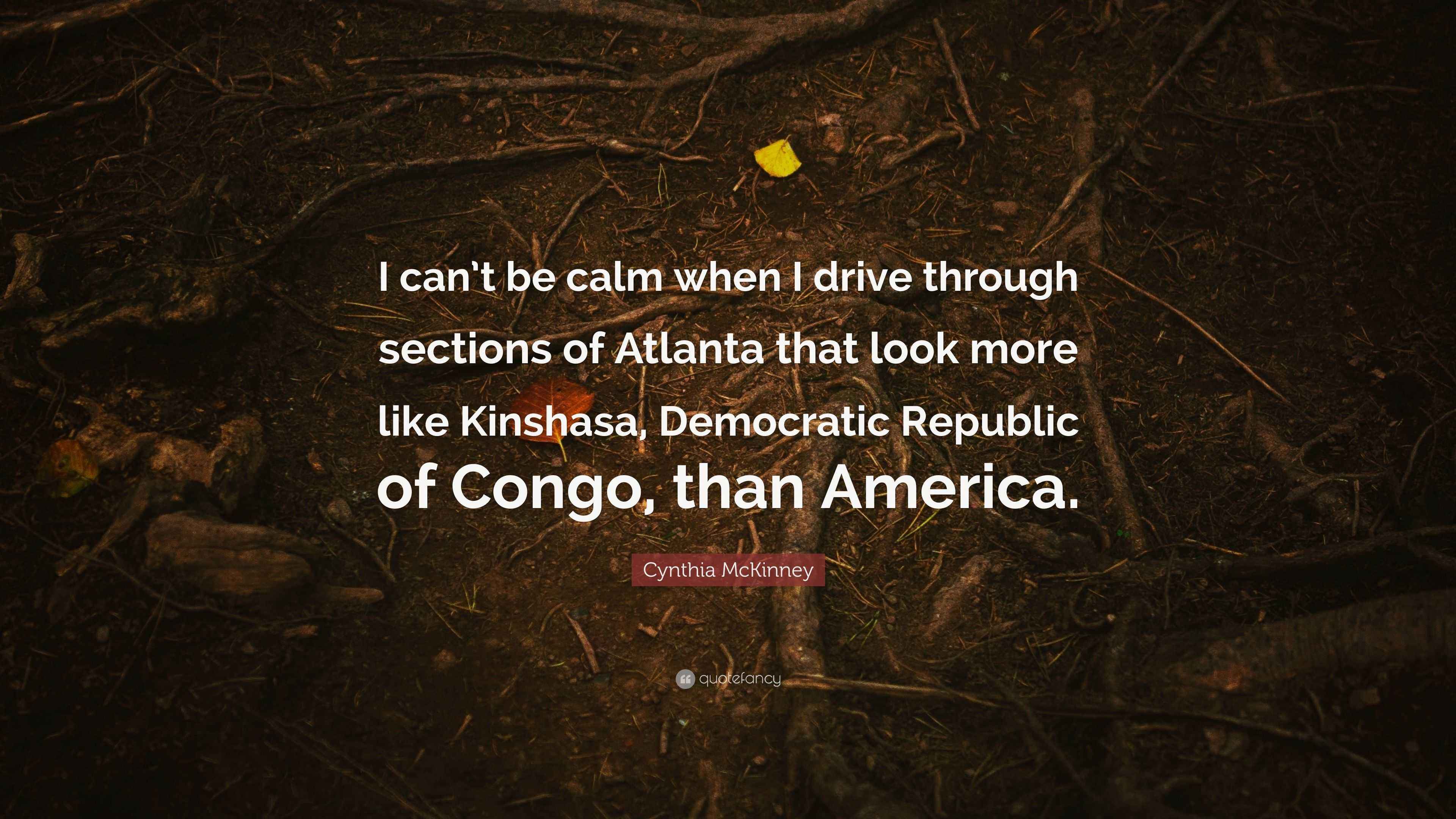 Cynthia McKinney Quote: “I can’t be calm when I drive through sections ...