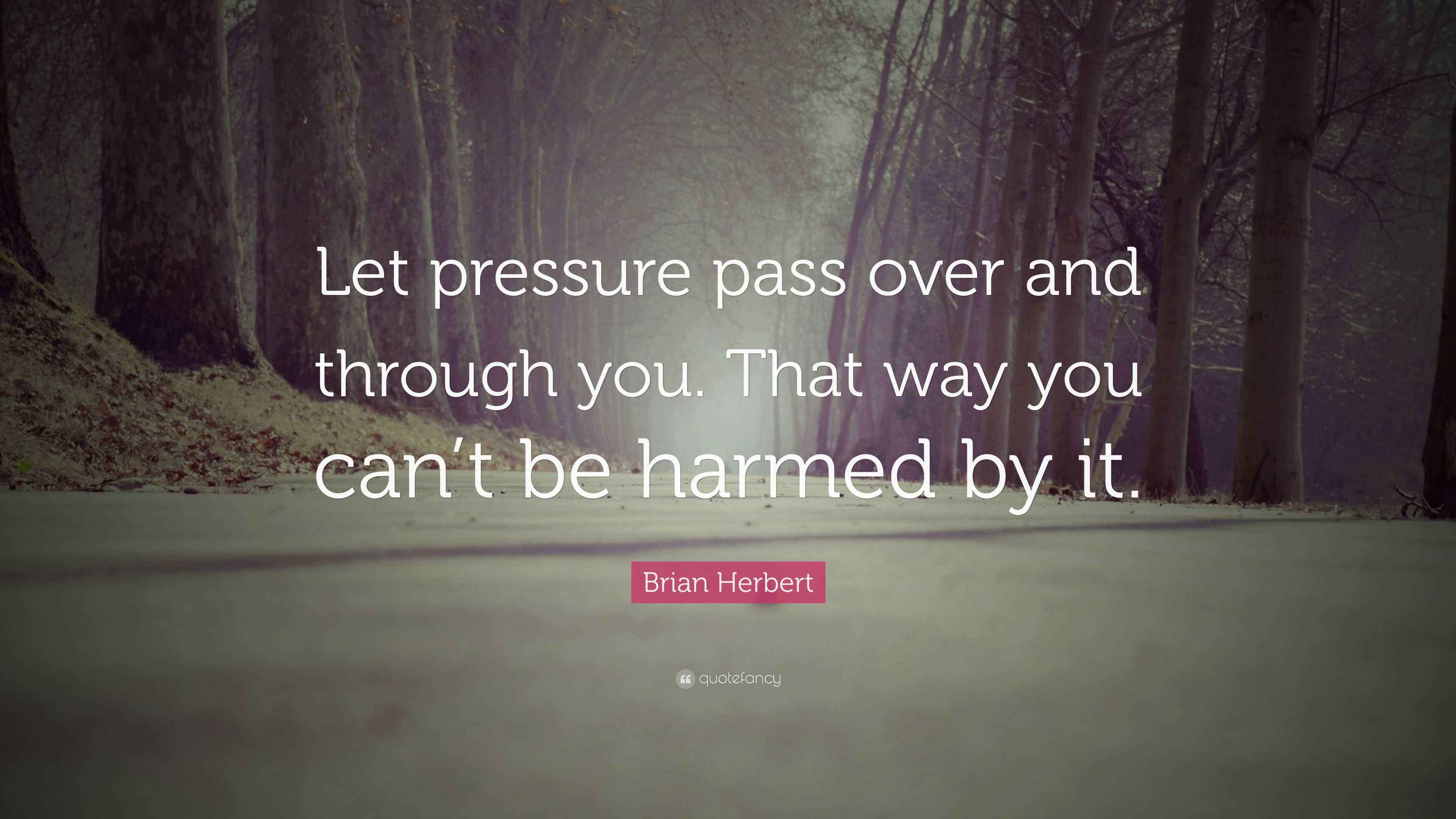 Brian Herbert Quote: “Let pressure pass over and through you. That way ...