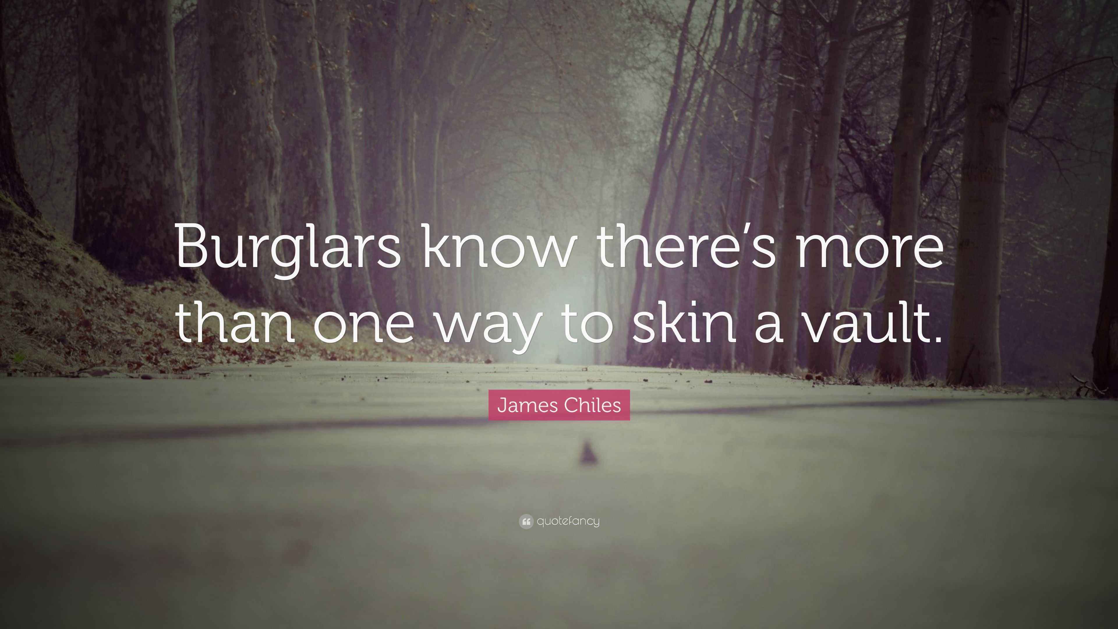 James Chiles Quote: “Burglars know there’s more than one way to skin a ...