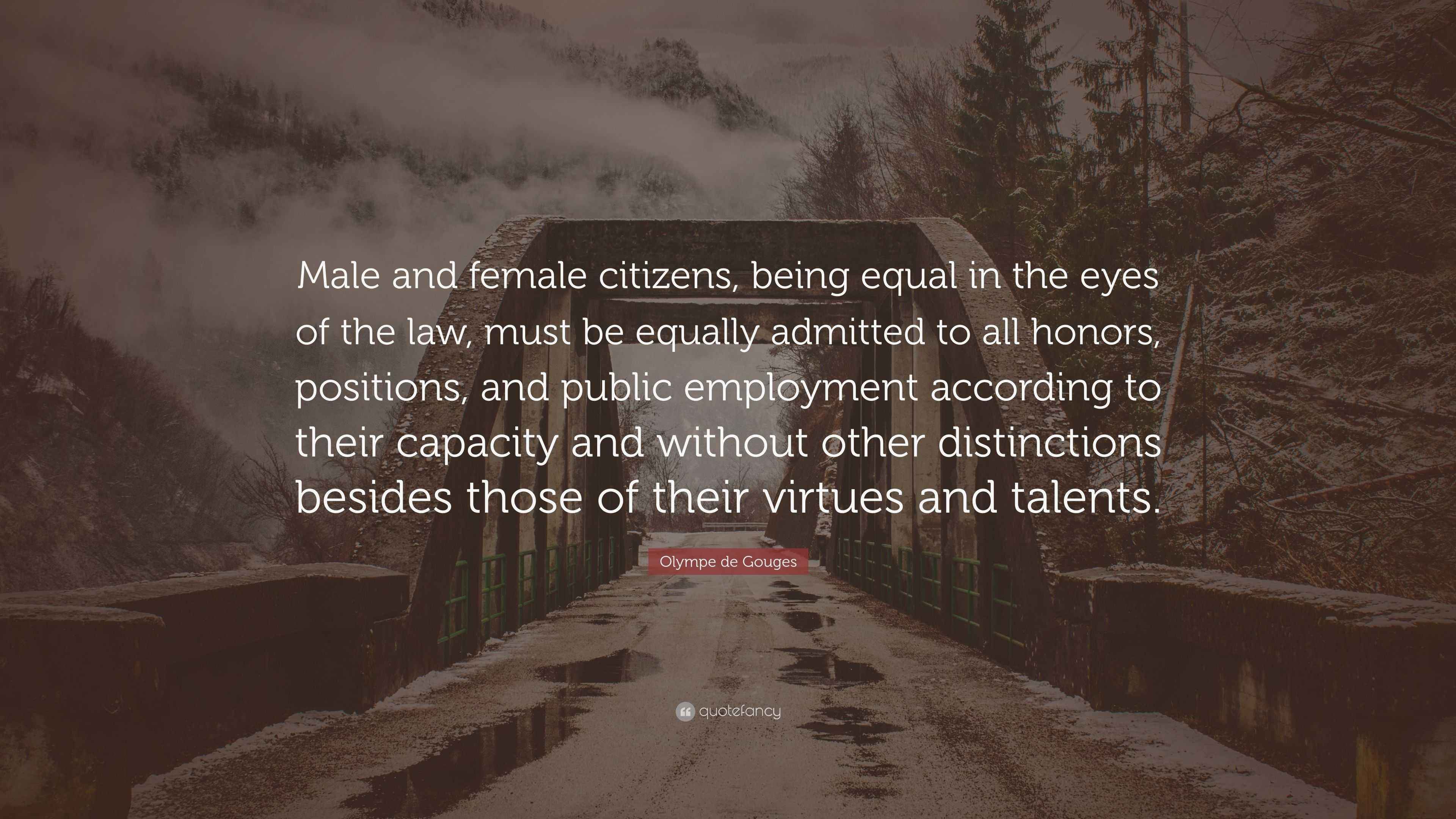 Olympe de Gouges Quote: “Male and female citizens, being equal in the ...