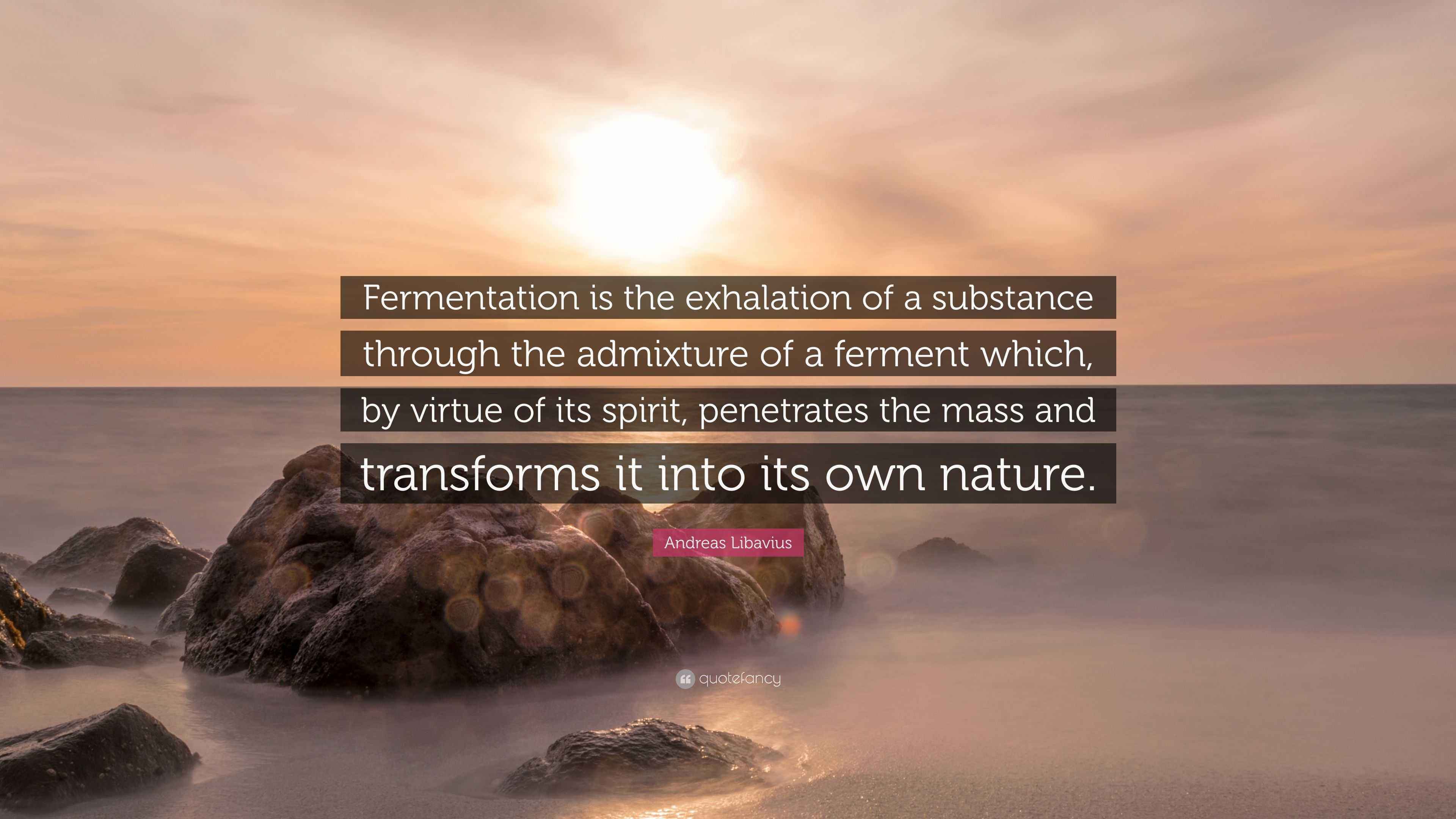 Andreas Libavius Quote: “Fermentation is the exhalation of a substance ...