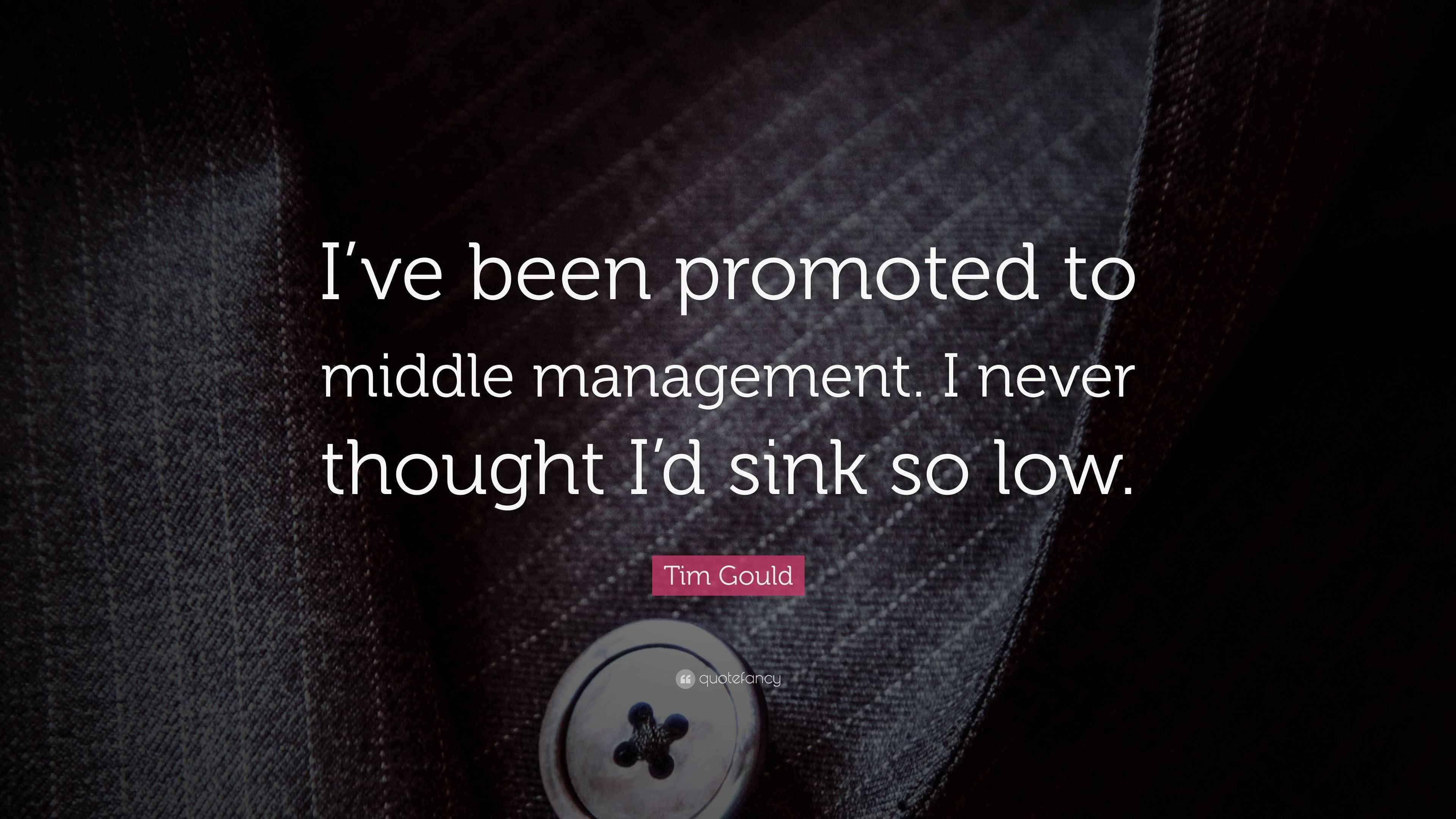 Tim Gould Quote: “I’ve been promoted to middle management. I never ...