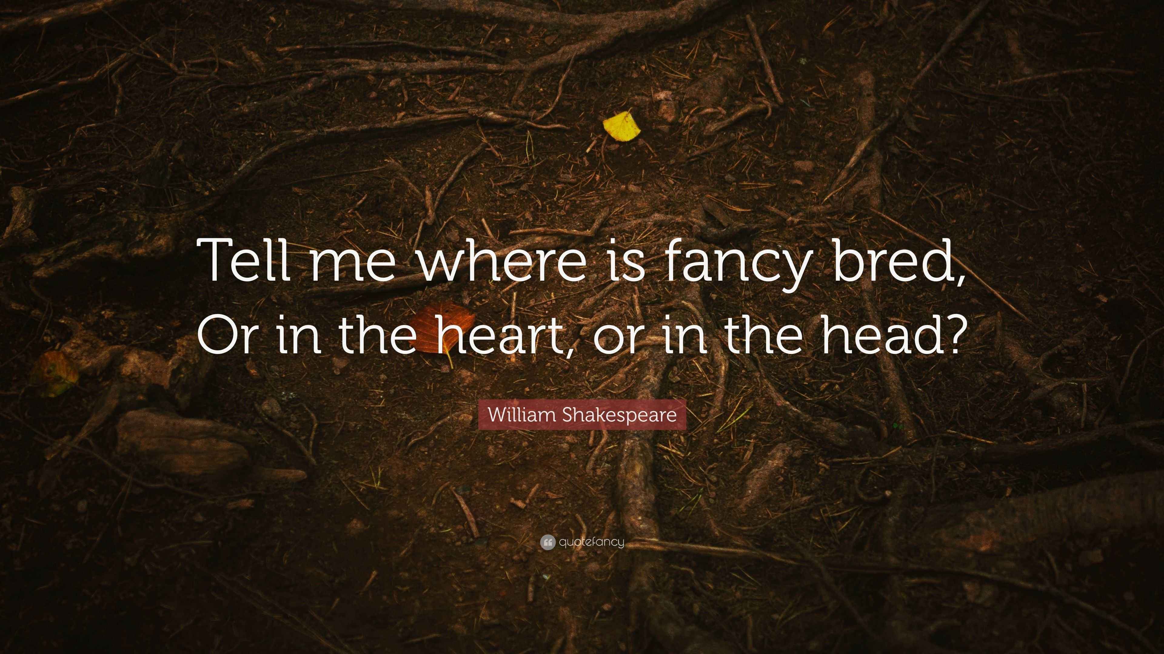 William Shakespeare Quote: “Tell me where is fancy bred, Or in the ...