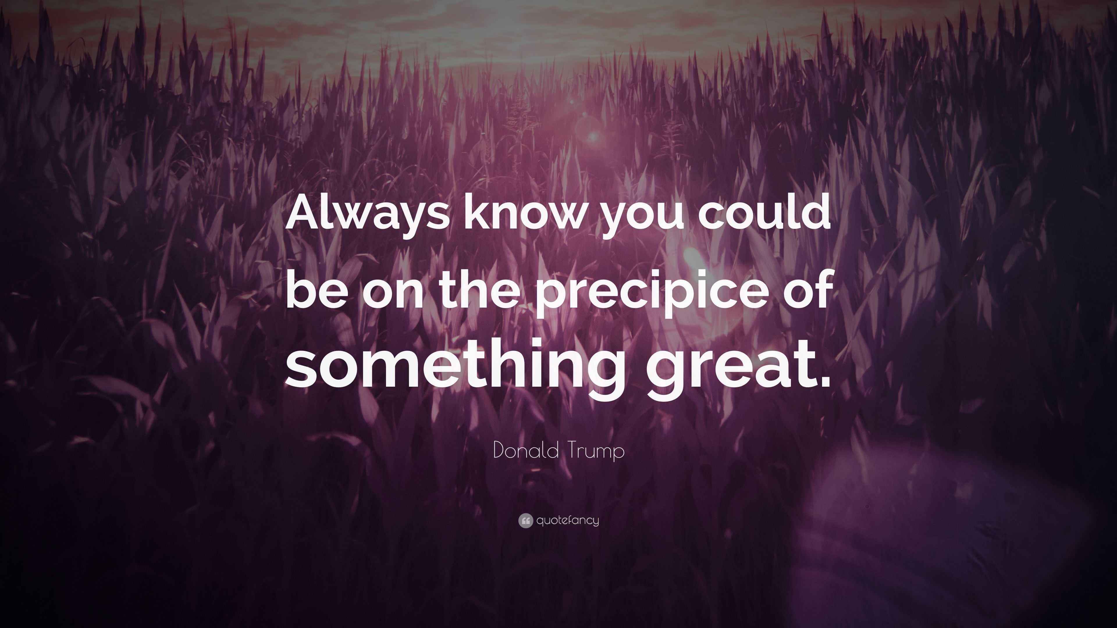 Donald Trump Quote: “Always know you could be on the precipice of ...