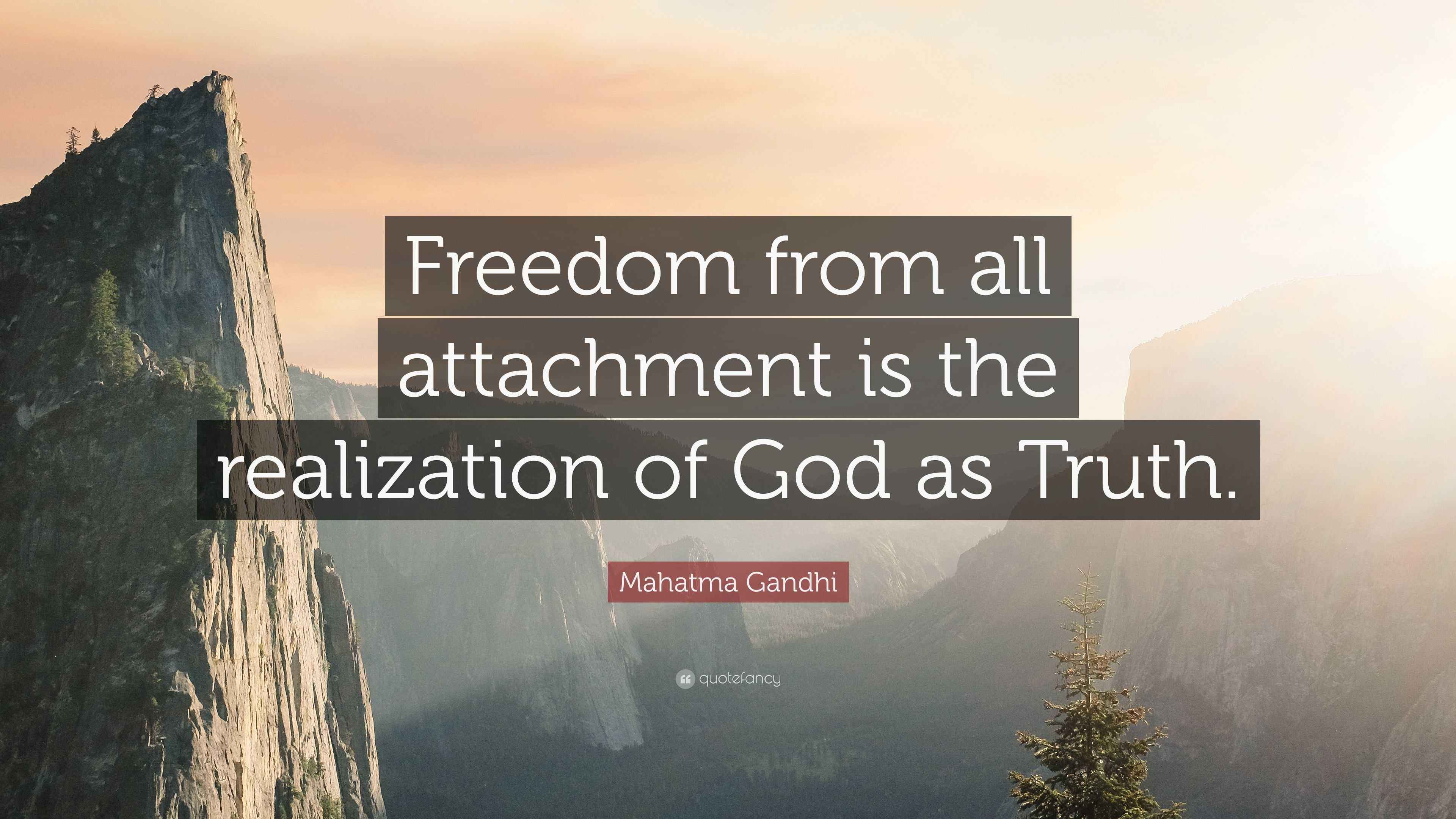Mahatma Gandhi Quote: “Freedom from all attachment is the realization ...
