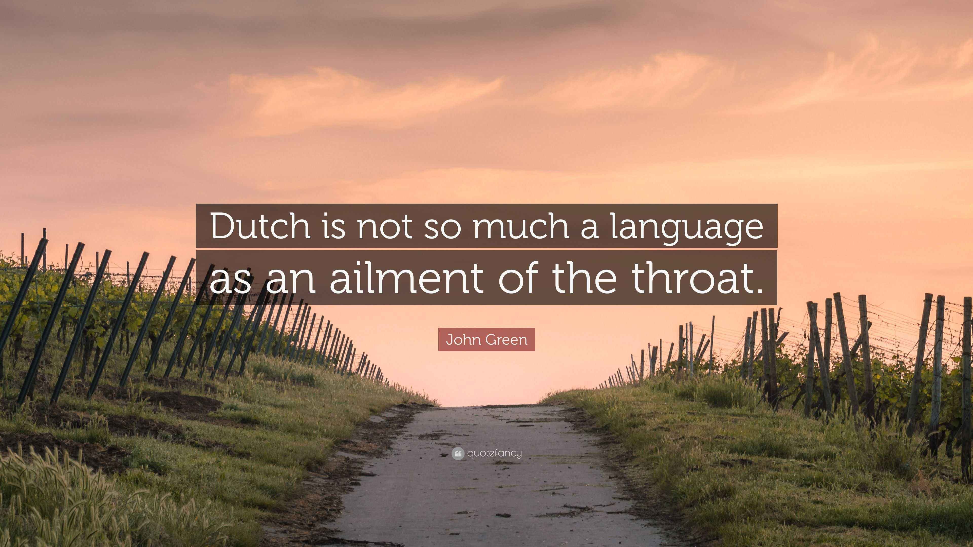 John Green Quote: “Dutch is not so much a language as an ailment of the ...