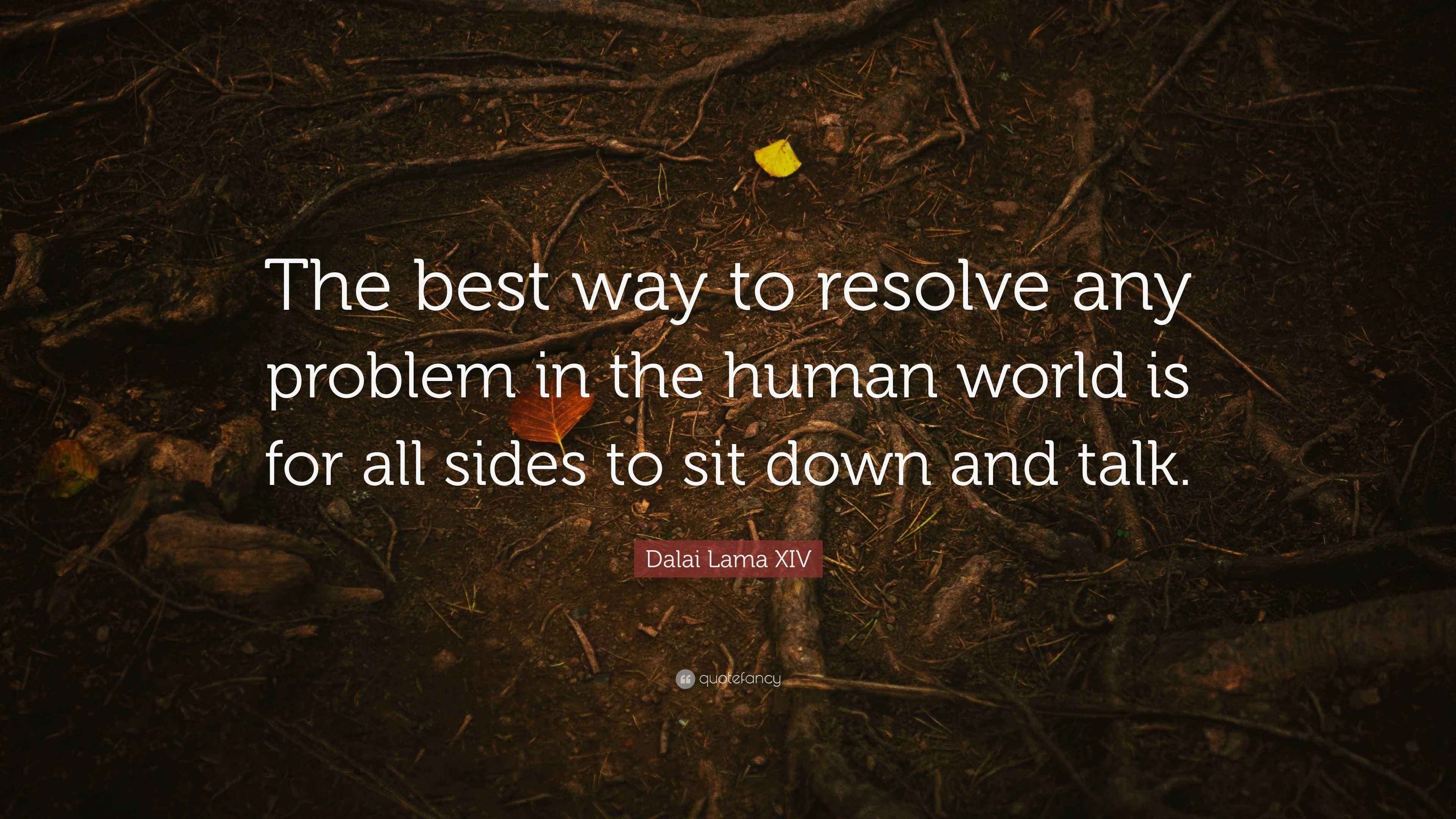 Dalai Lama XIV Quote: “The best way to resolve any problem in the human ...