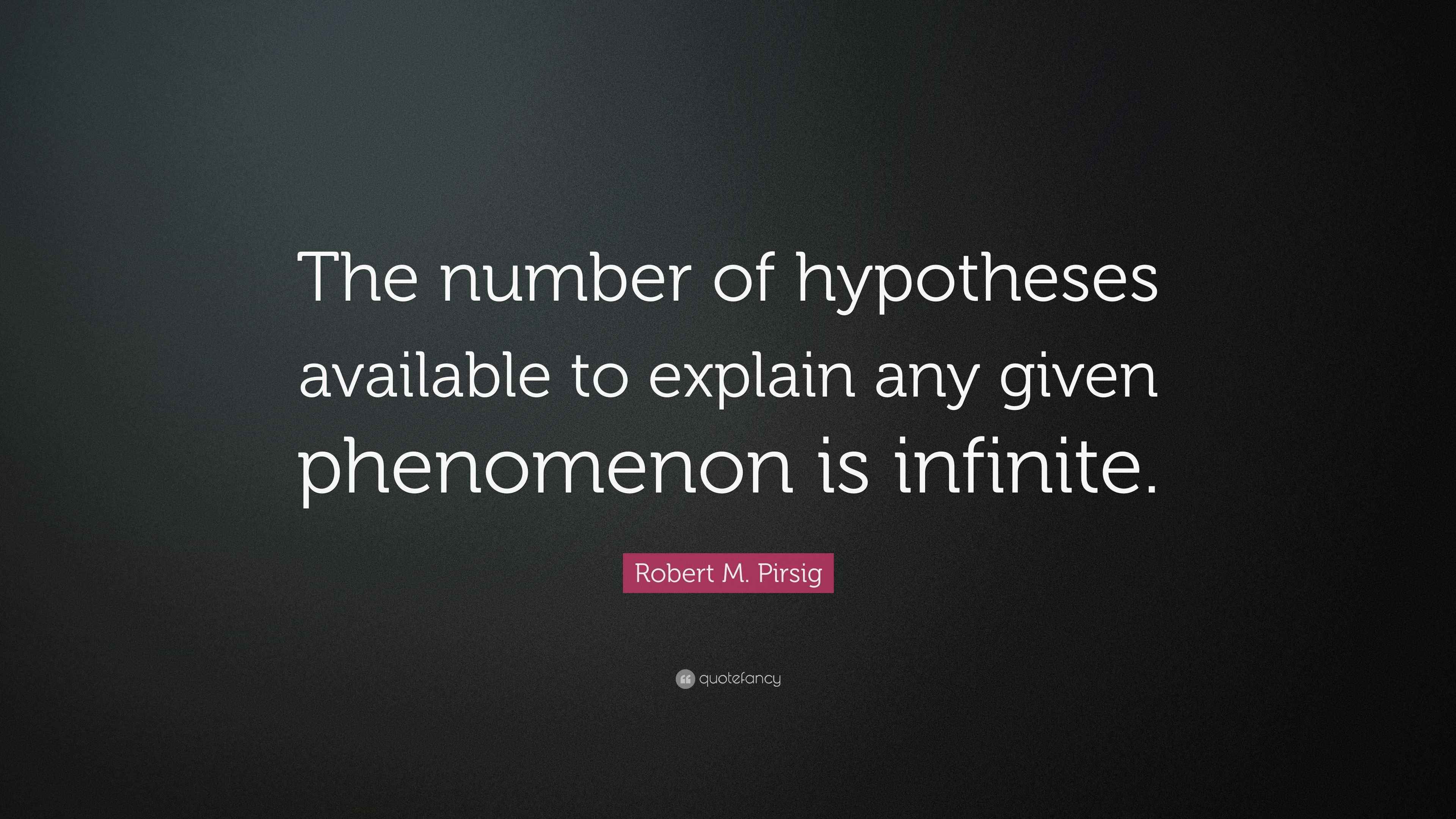 Robert M. Pirsig Quote: “The number of hypotheses available to explain ...