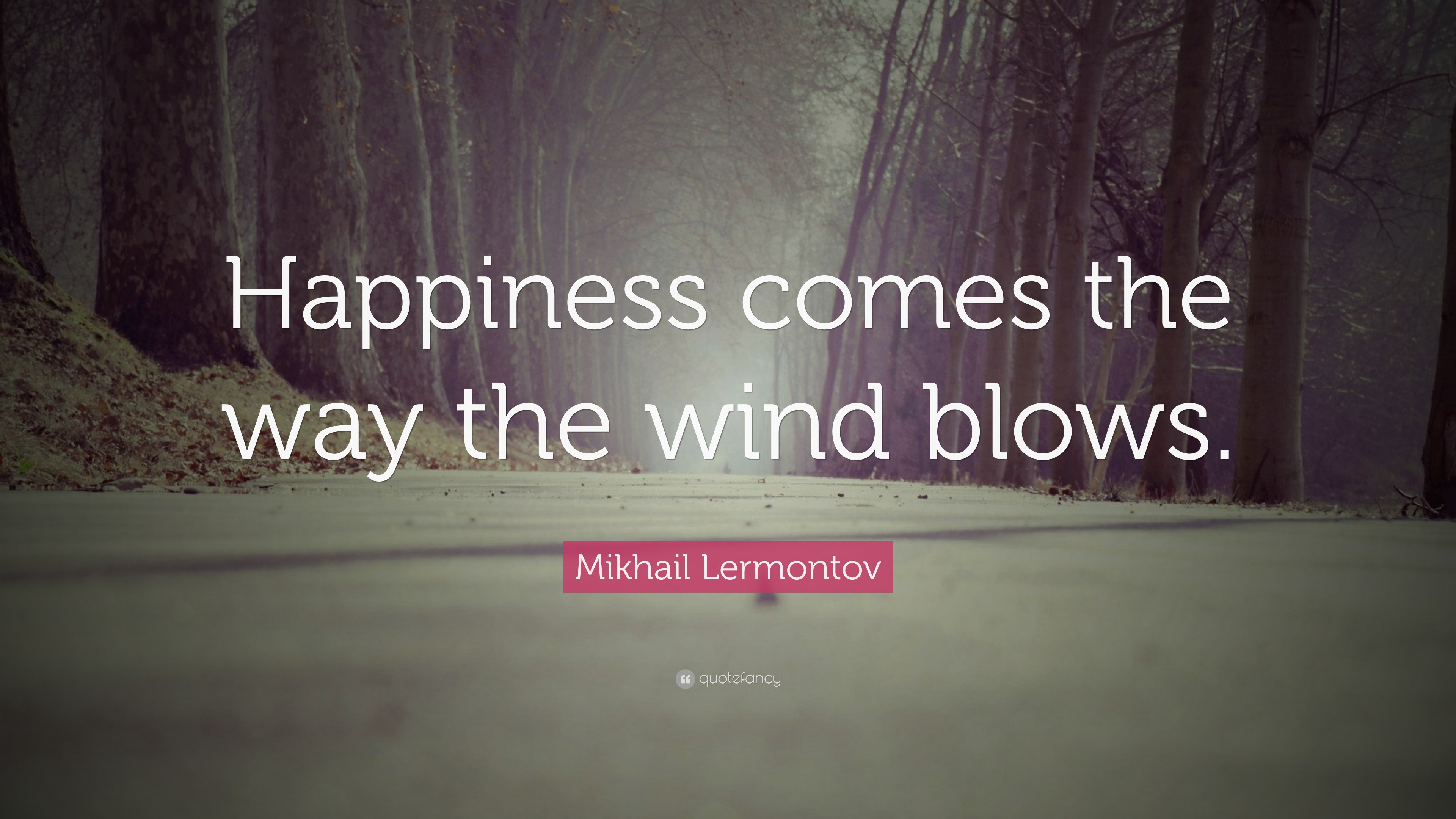 Mikhail Lermontov Quote: “Happiness comes the way the wind blows.”