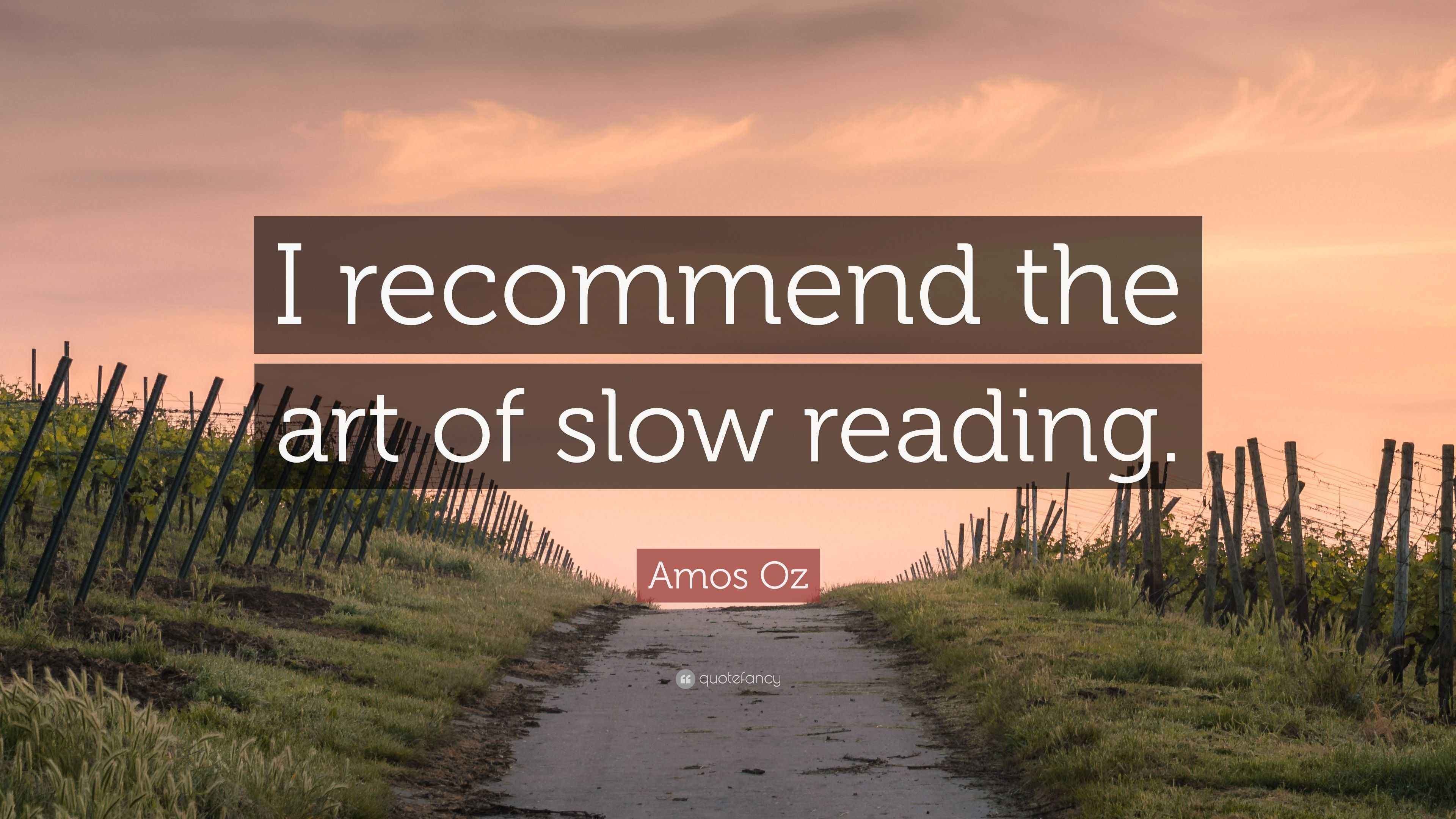Amos Oz Quote: “I recommend the art of slow reading.”