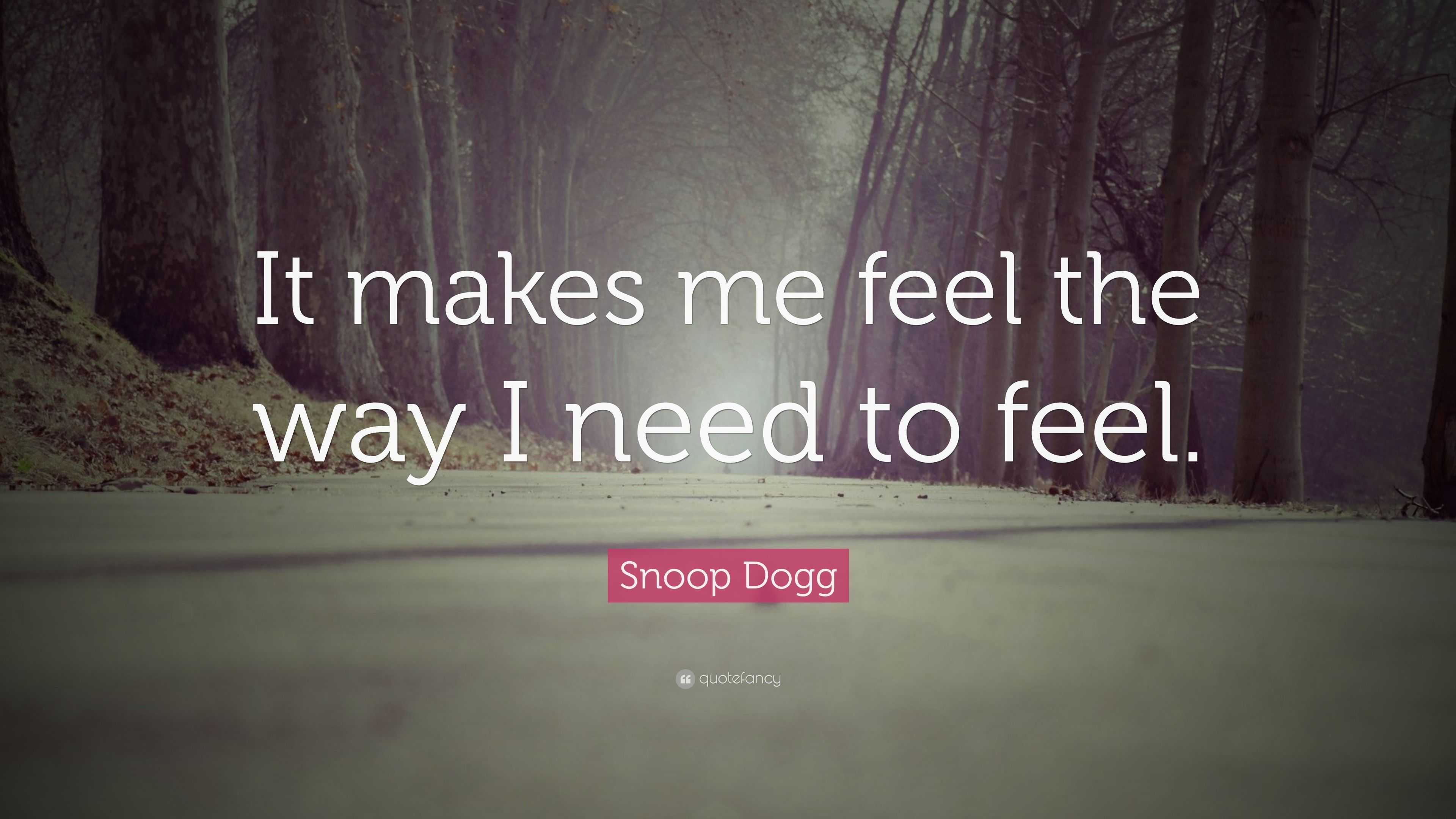 Snoop Dogg Quote: “It makes me feel the way I need to feel.”