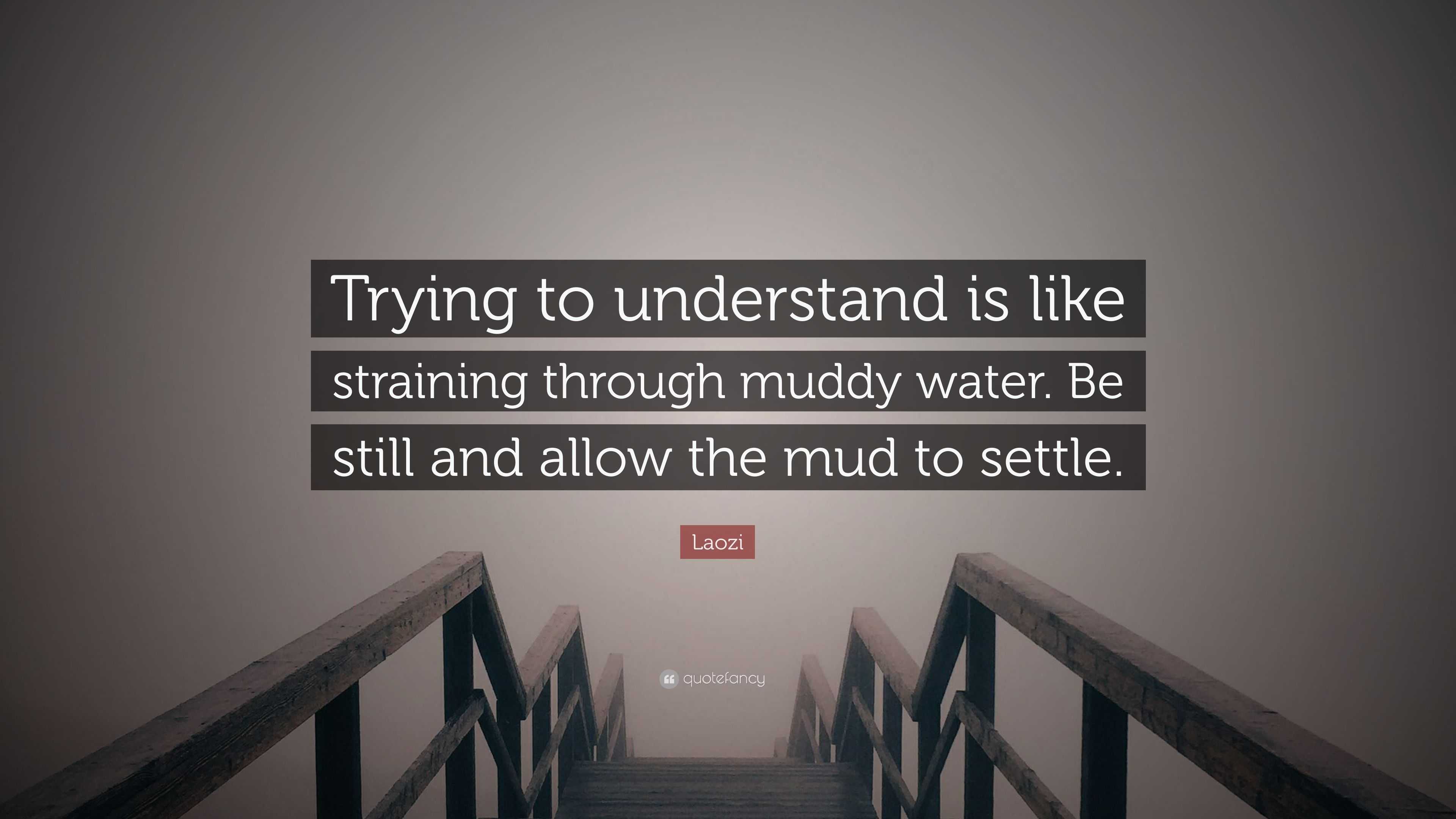 Laozi Quote: “Trying to understand is like straining through muddy ...
