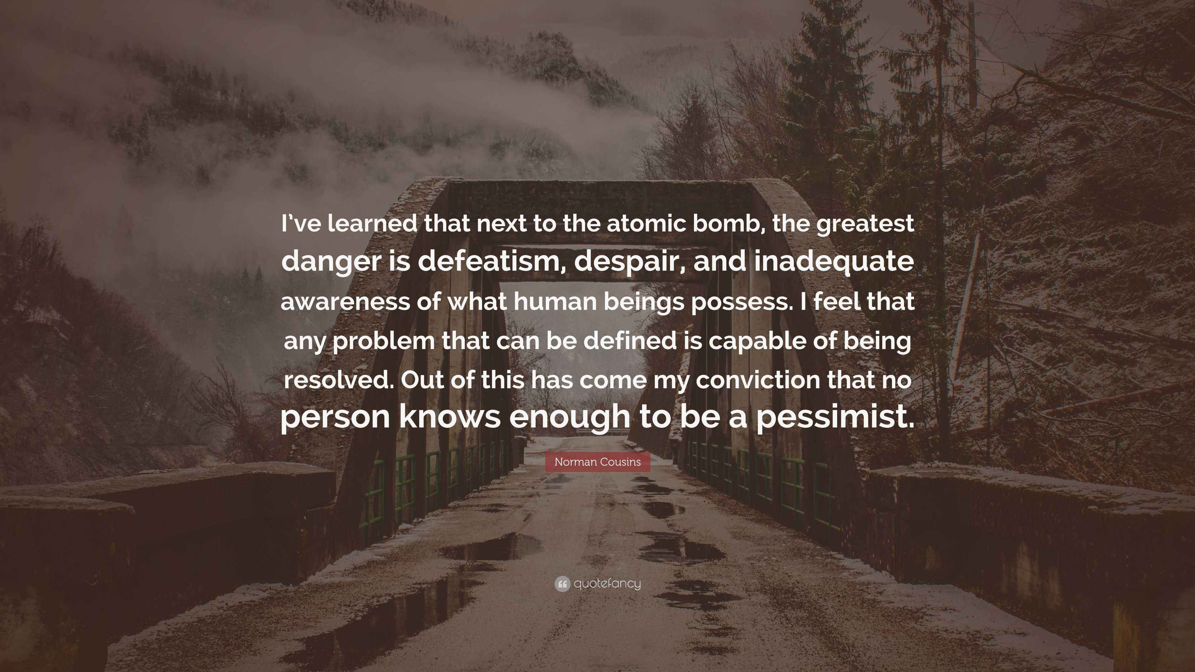 Norman Cousins Quote: “I’ve learned that next to the atomic bomb, the ...