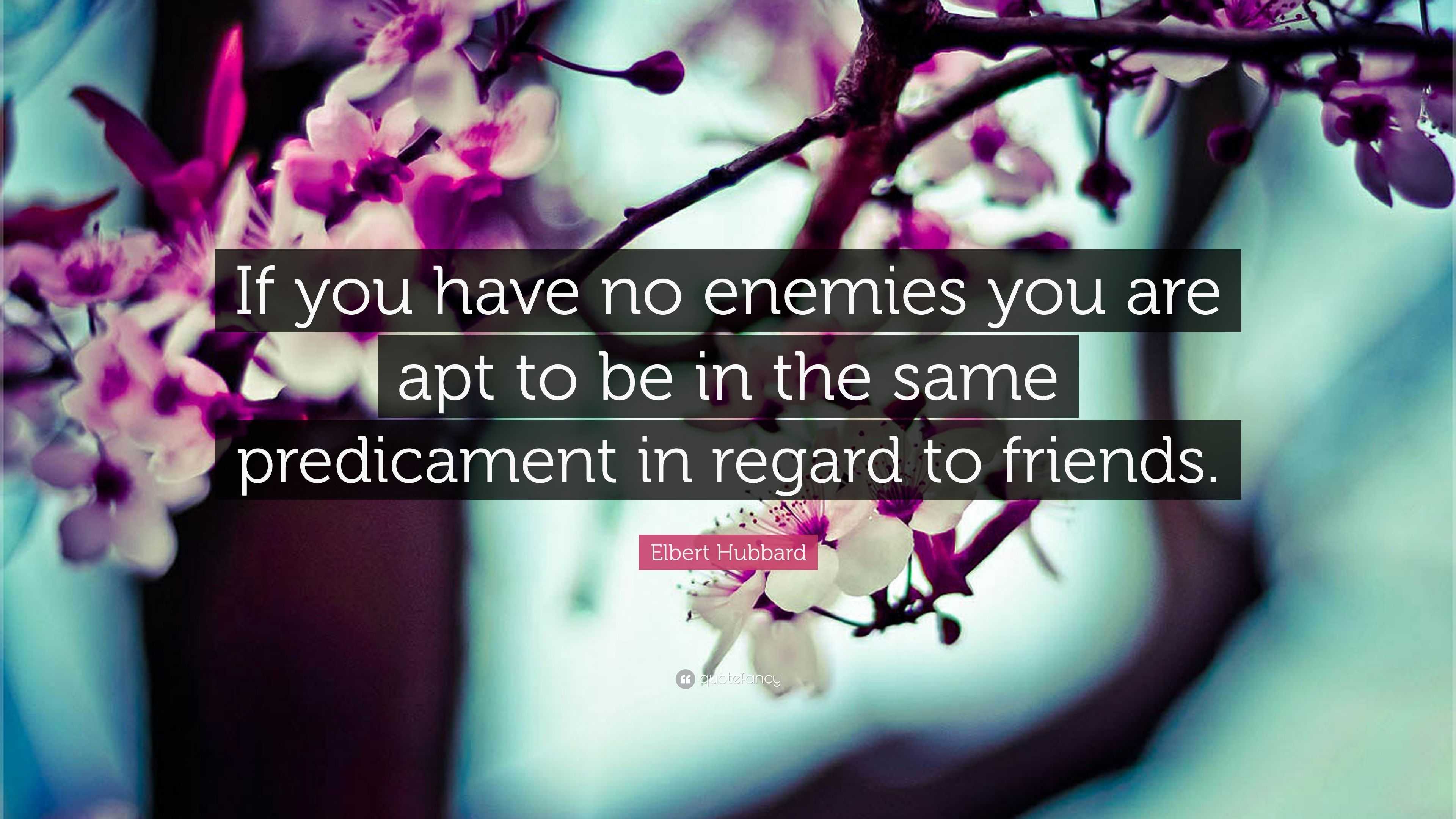 Elbert Hubbard Quote: “If you have no enemies you are apt to be in the ...