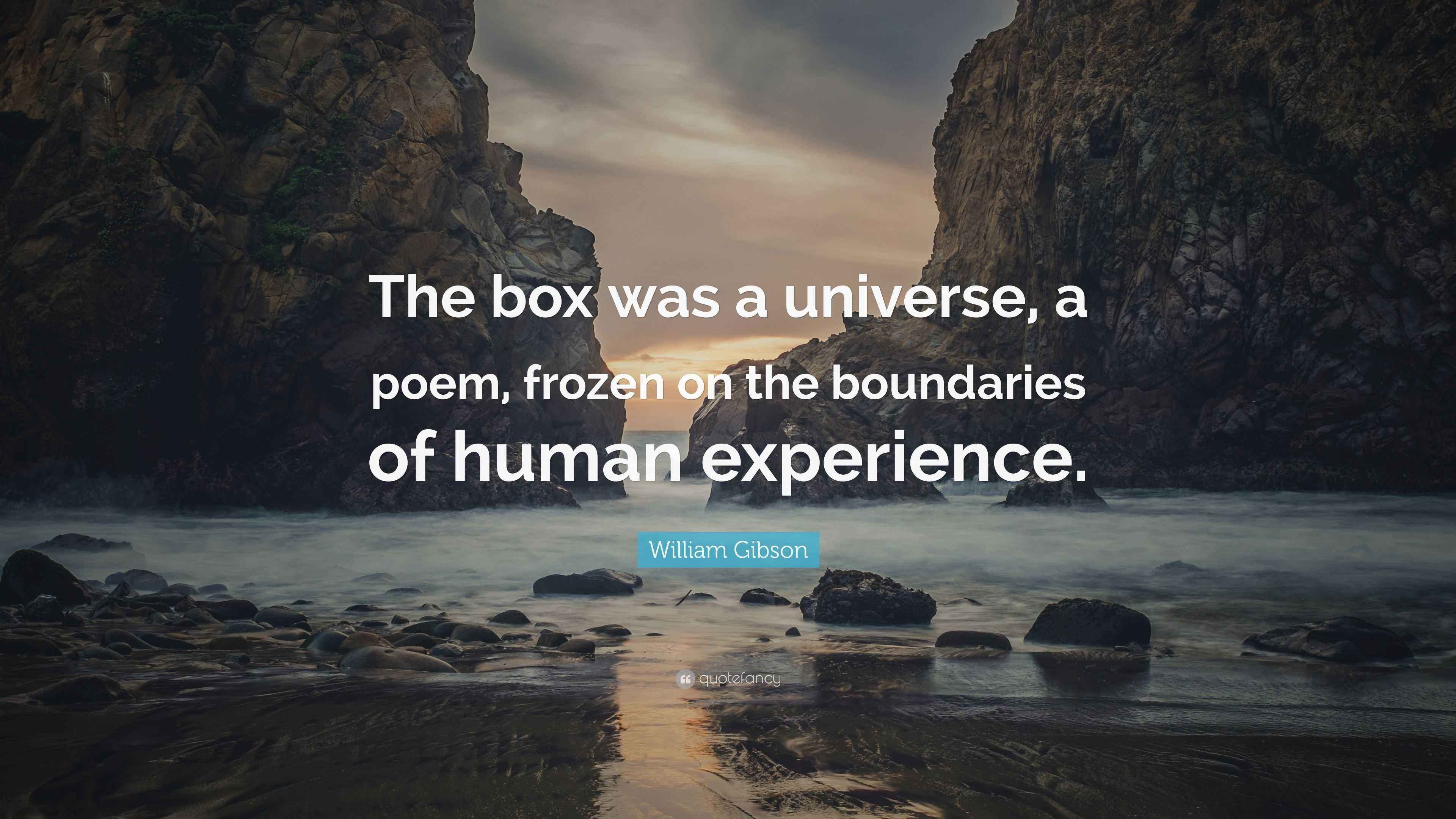 William Gibson Quote: “The box was a universe, a poem, frozen on the ...