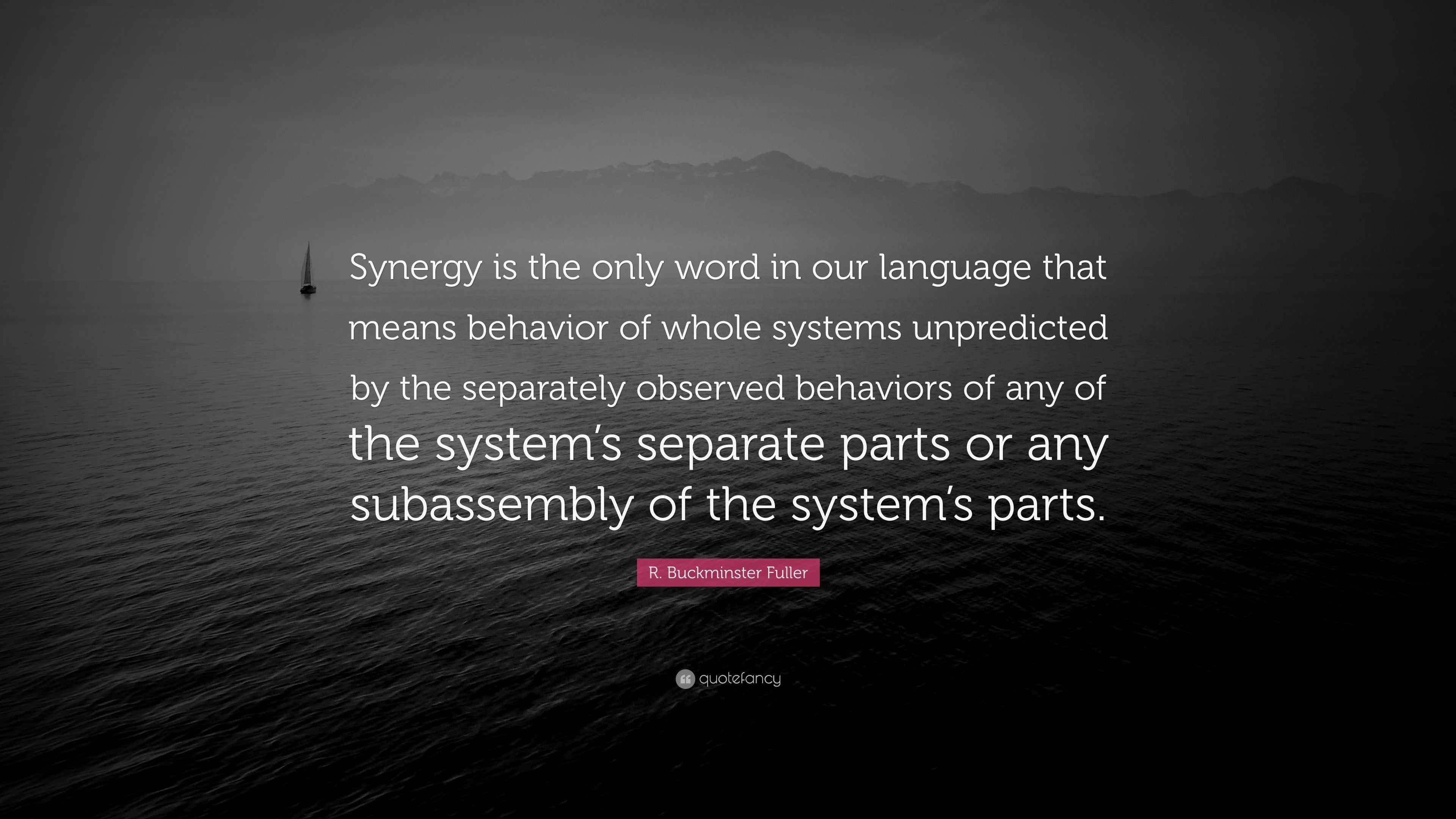R. Buckminster Fuller Quote: “Synergy is the only word in our language ...