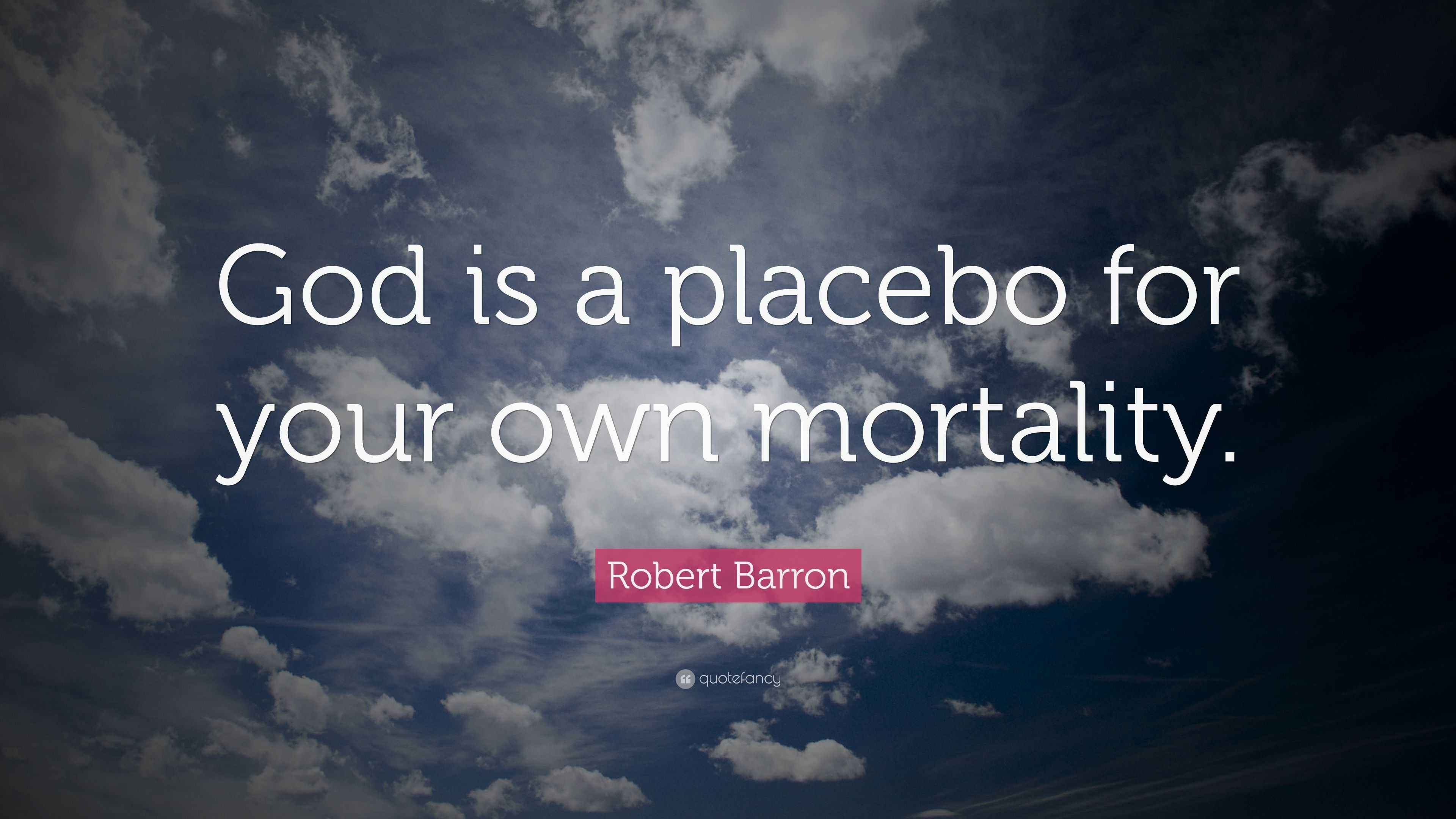 Robert Barron Quote: “God is a placebo for your own mortality.”
