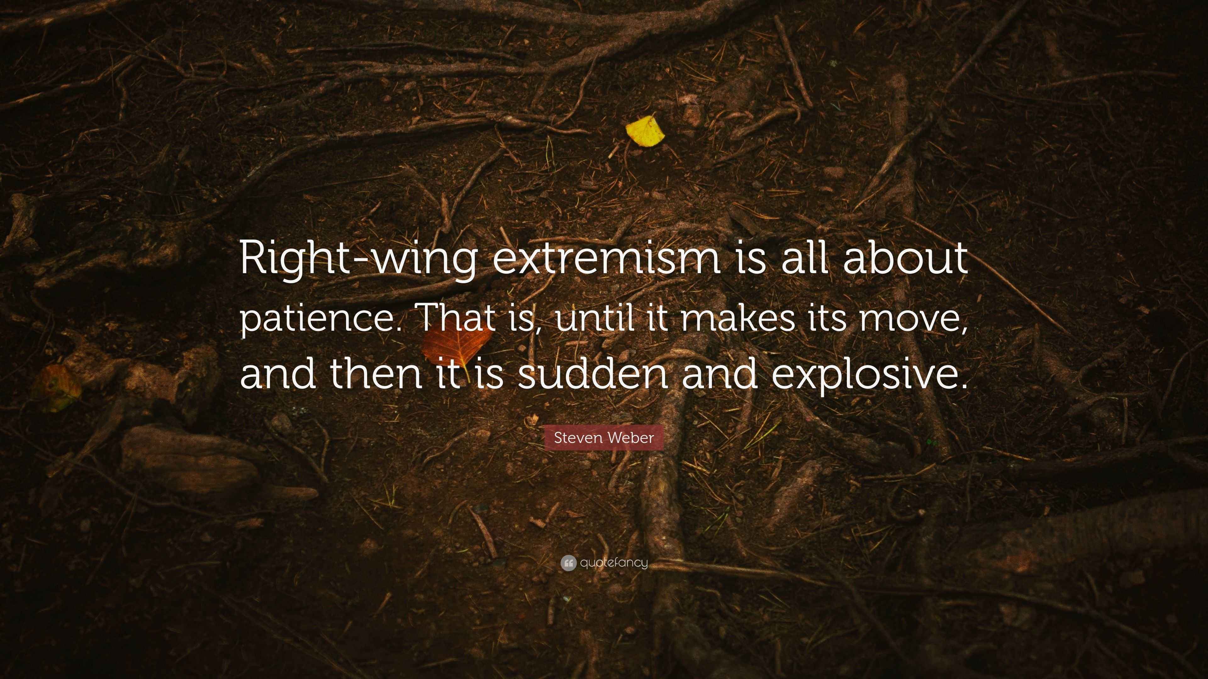 Steven Weber Quote: “Right-wing extremism is all about patience. That ...