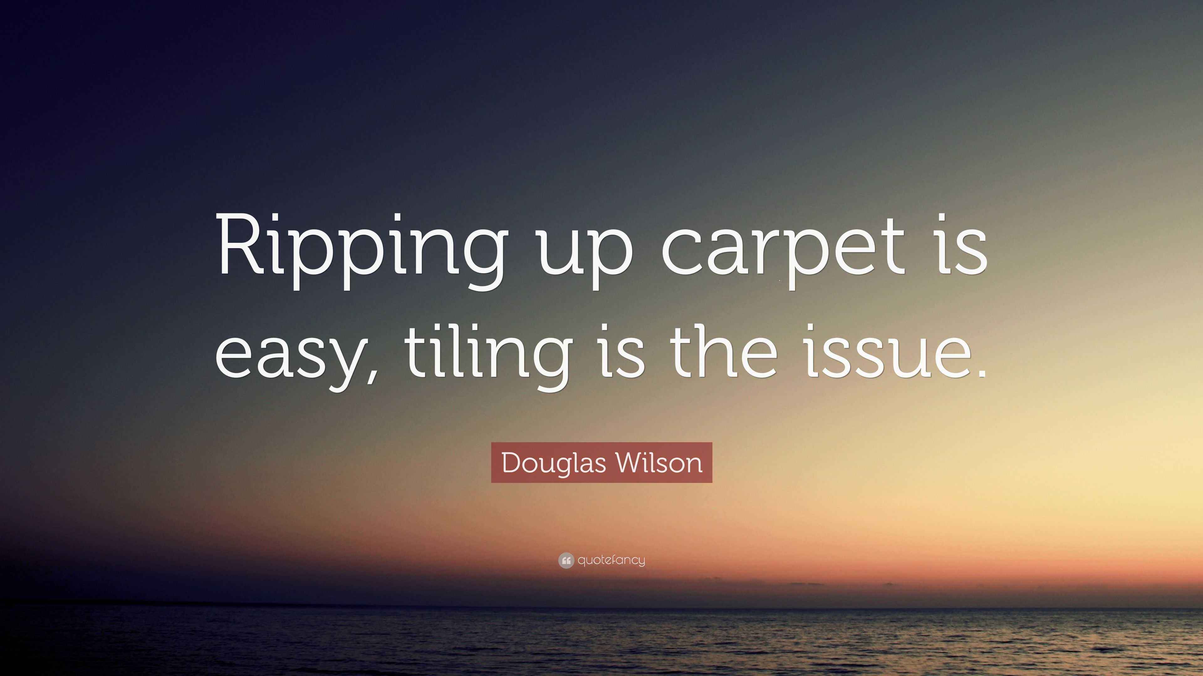 Douglas Wilson Quote: “Ripping up carpet is easy, tiling is the issue.”