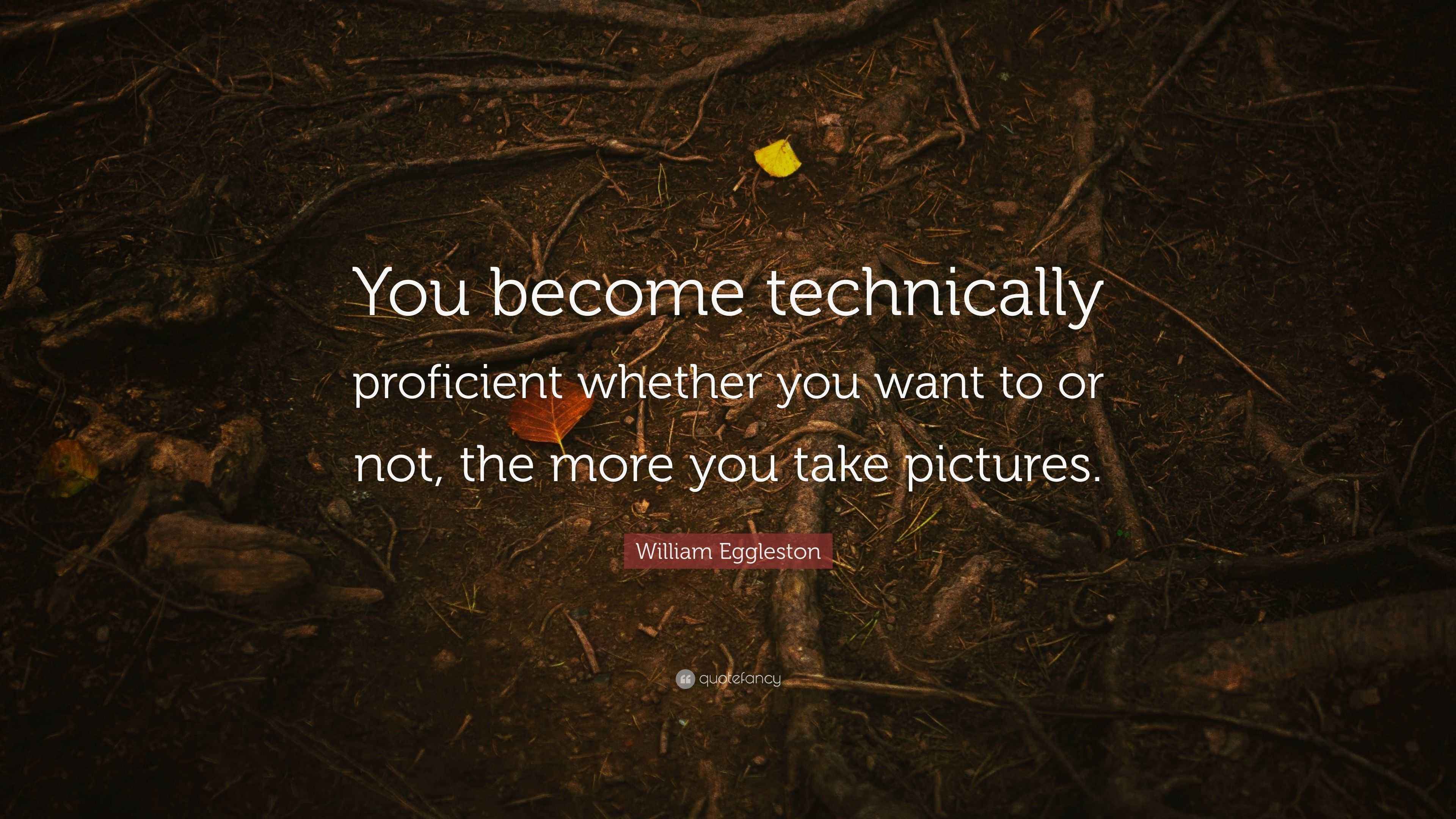 William Eggleston Quote: “You become technically proficient whether you ...