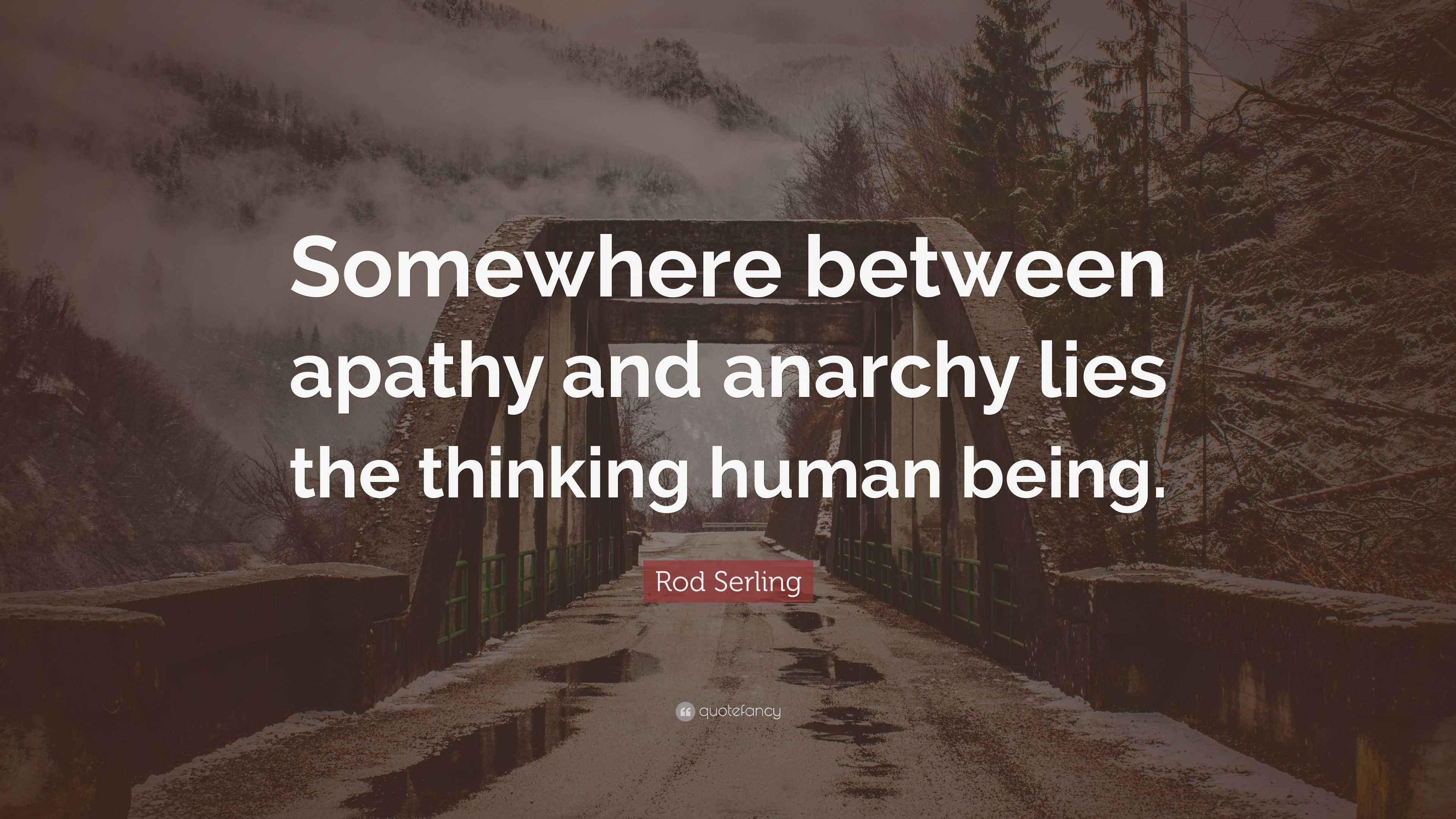 Rod Serling Quote: “Somewhere between apathy and anarchy lies the ...