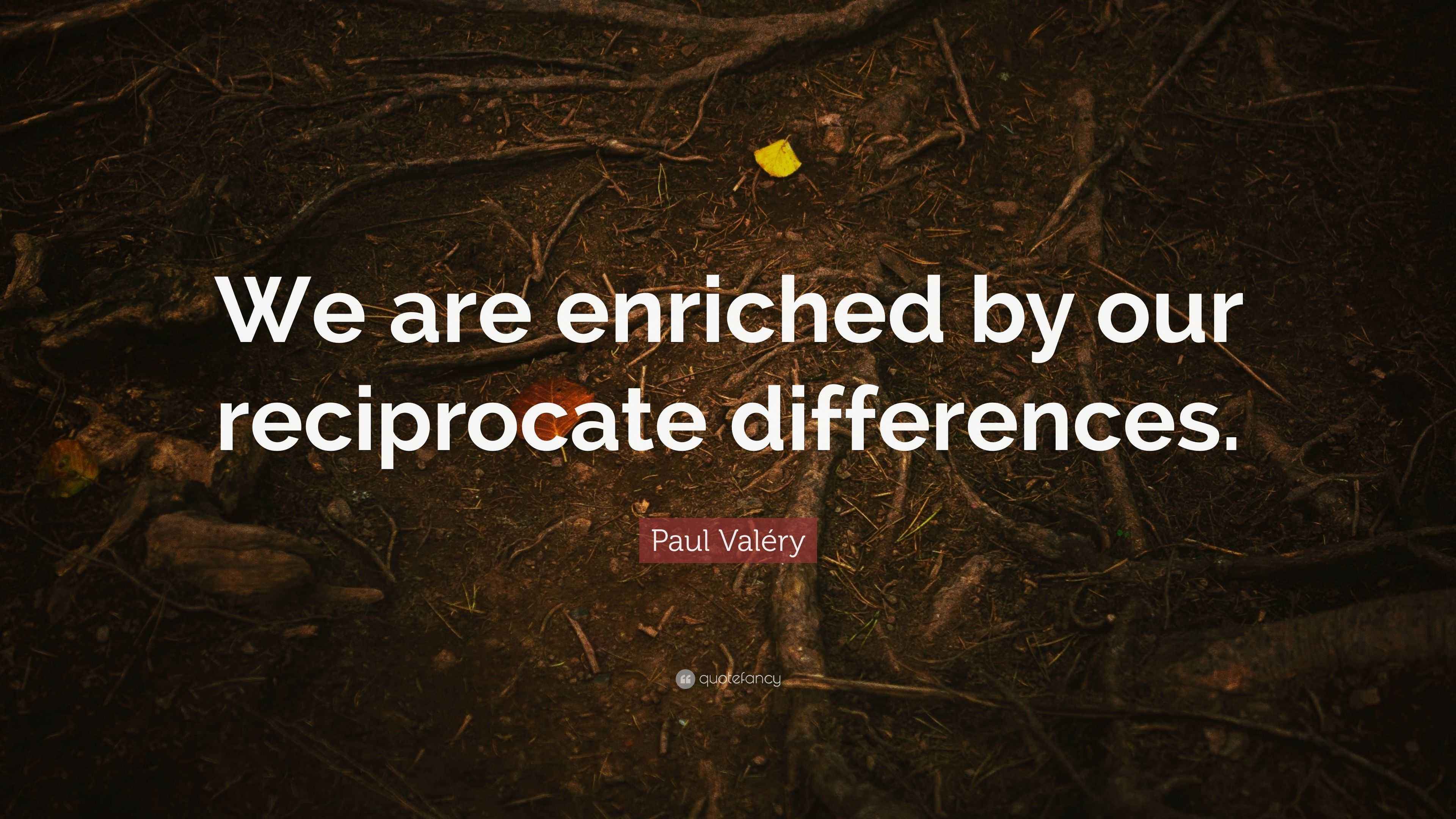 Paul Valéry Quote: “We are enriched by our reciprocate differences.”