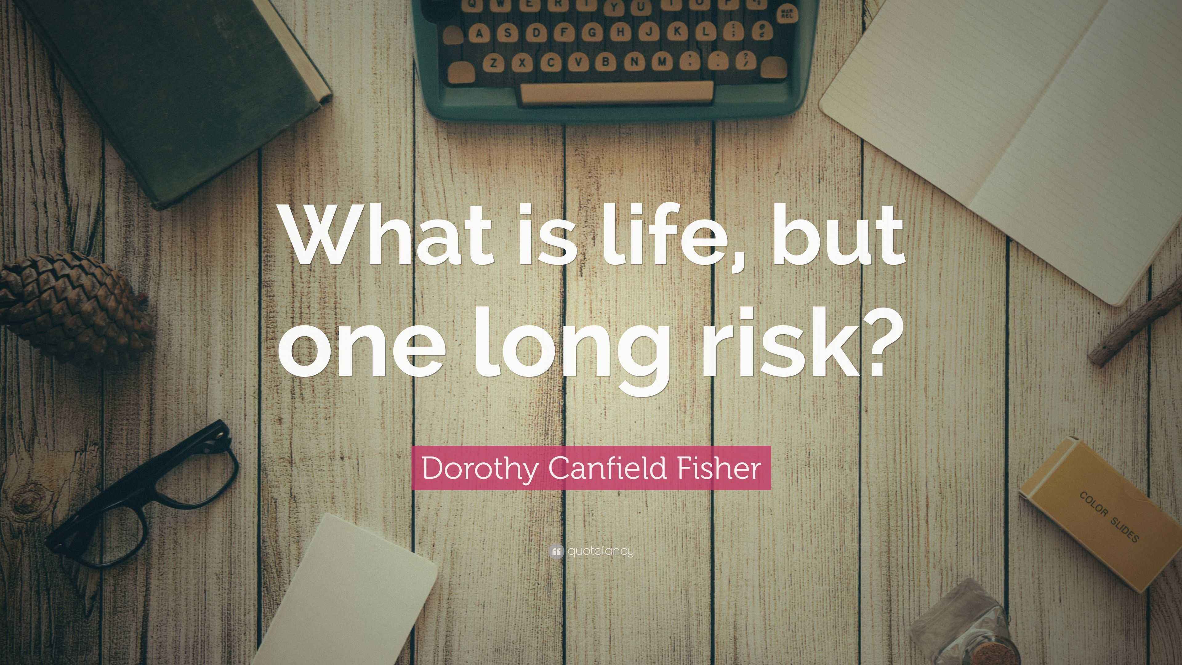 Dorothy Canfield Fisher Quote: “What is life, but one long risk?”