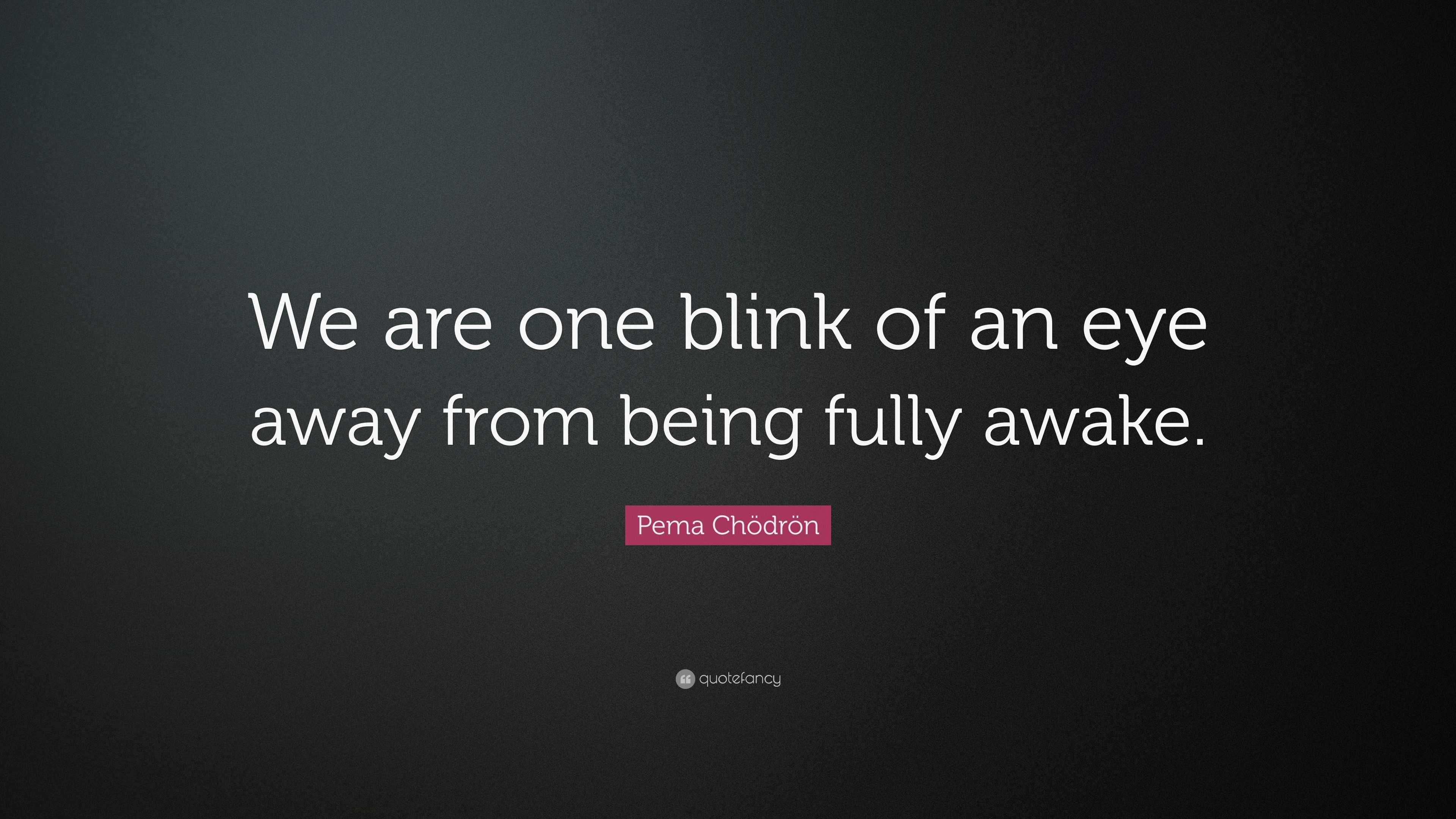 Pema Chödrön Quote: “We are one blink of an eye away from being fully ...