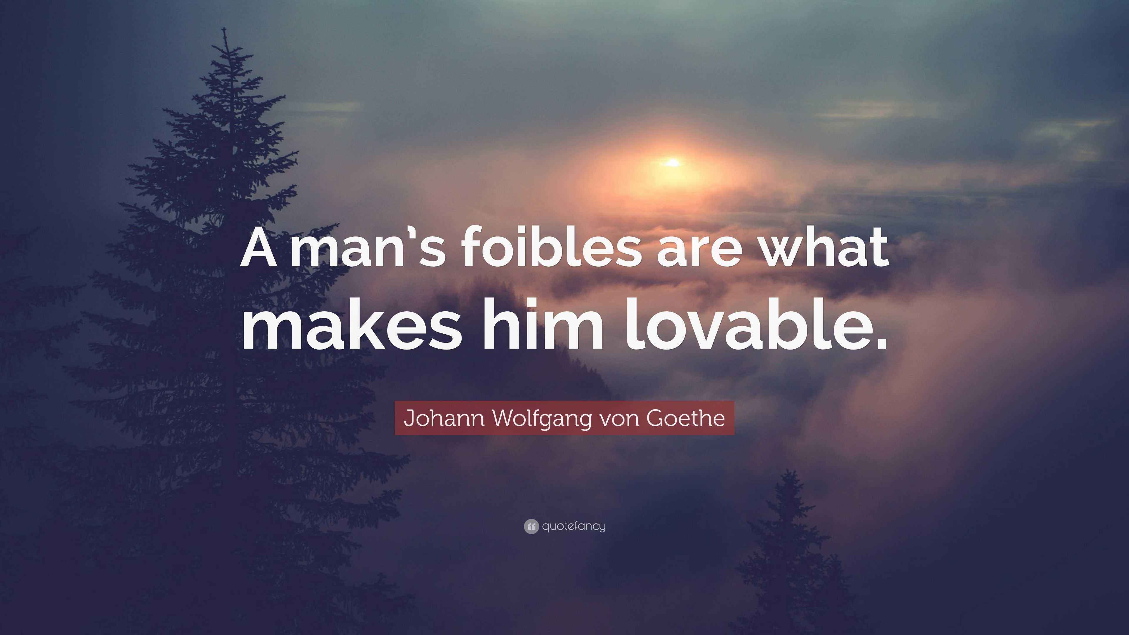 Johann Wolfgang von Goethe Quote: “A man’s foibles are what makes him ...
